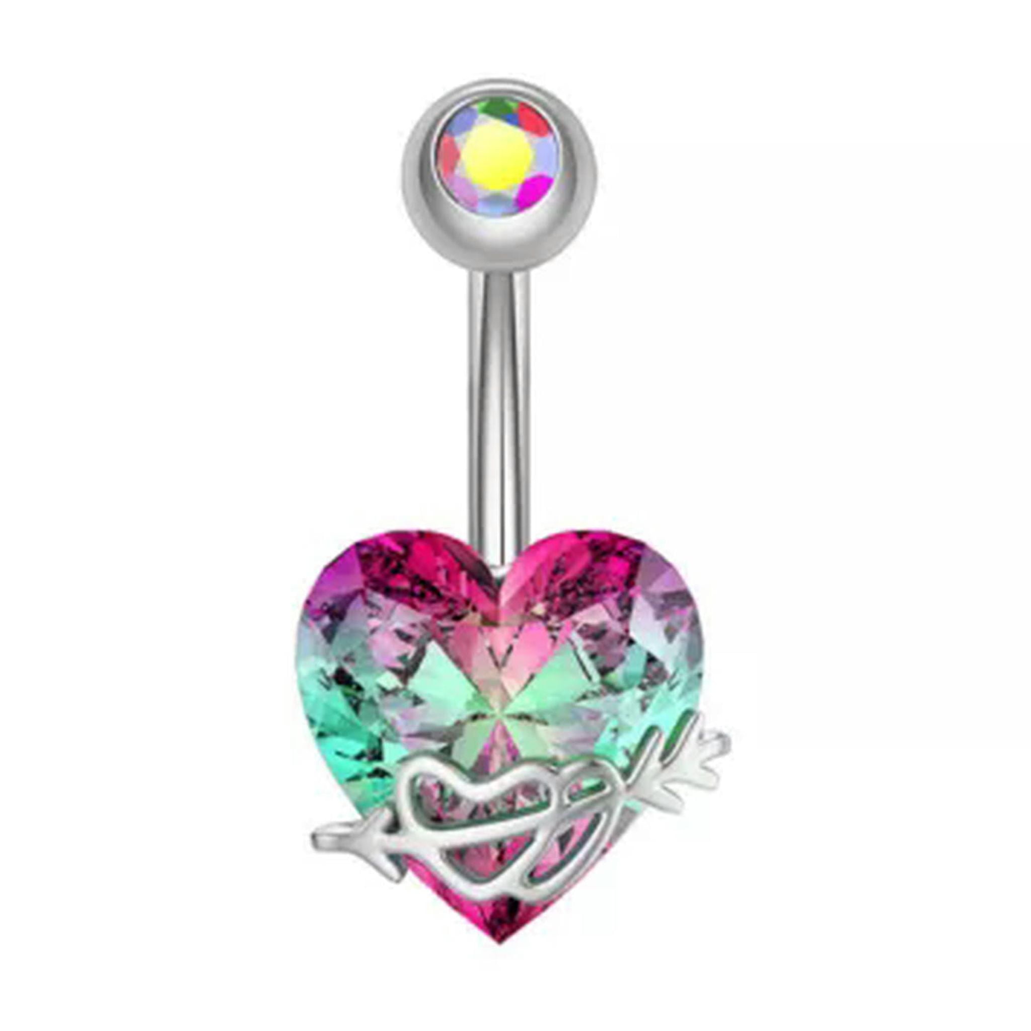 K-KED Body Piercing Heart Navel Ring Belly Navel Belly Bar Navel ...