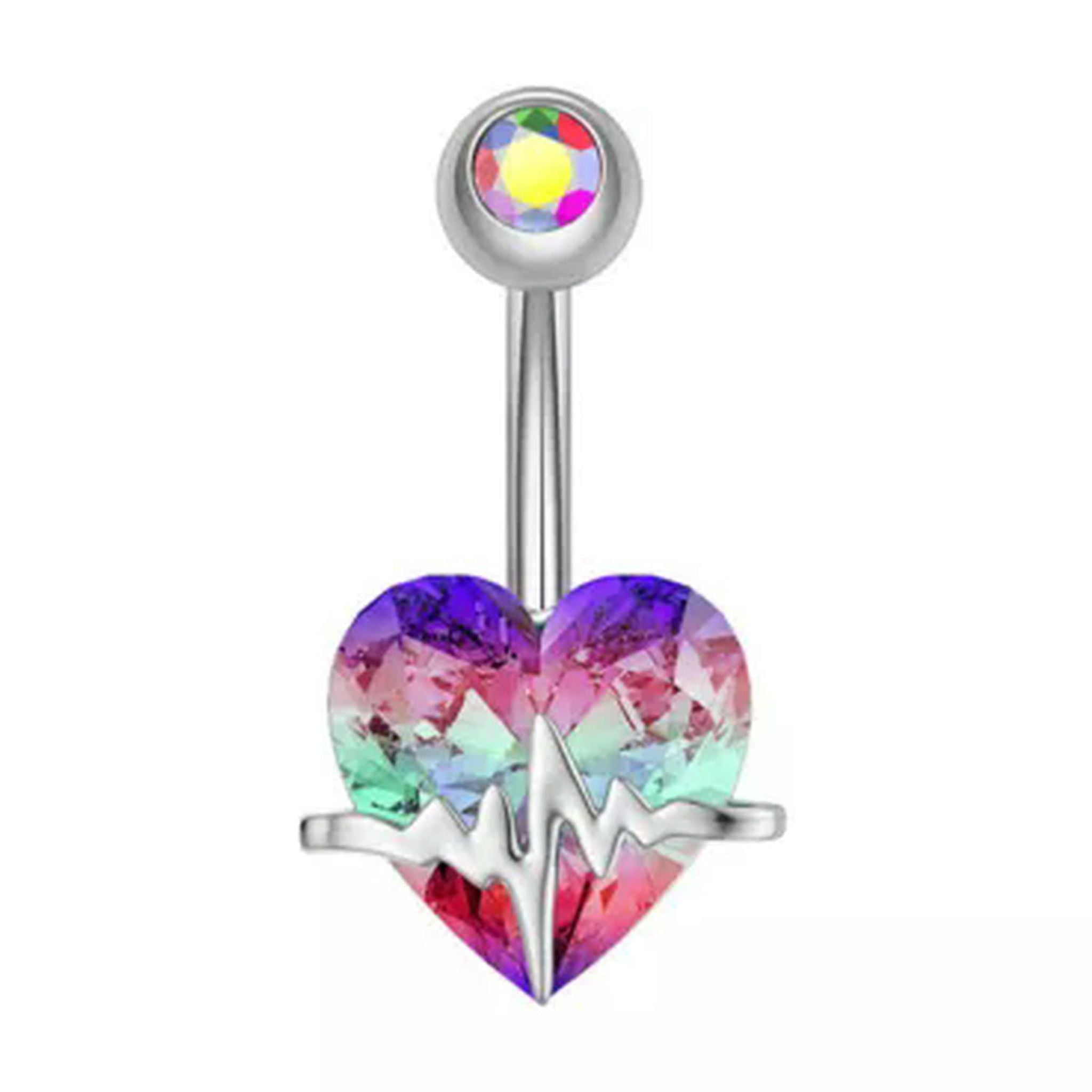 K-KED Body Piercing Heart Navel Ring Belly Navel Belly Bar Navel ...