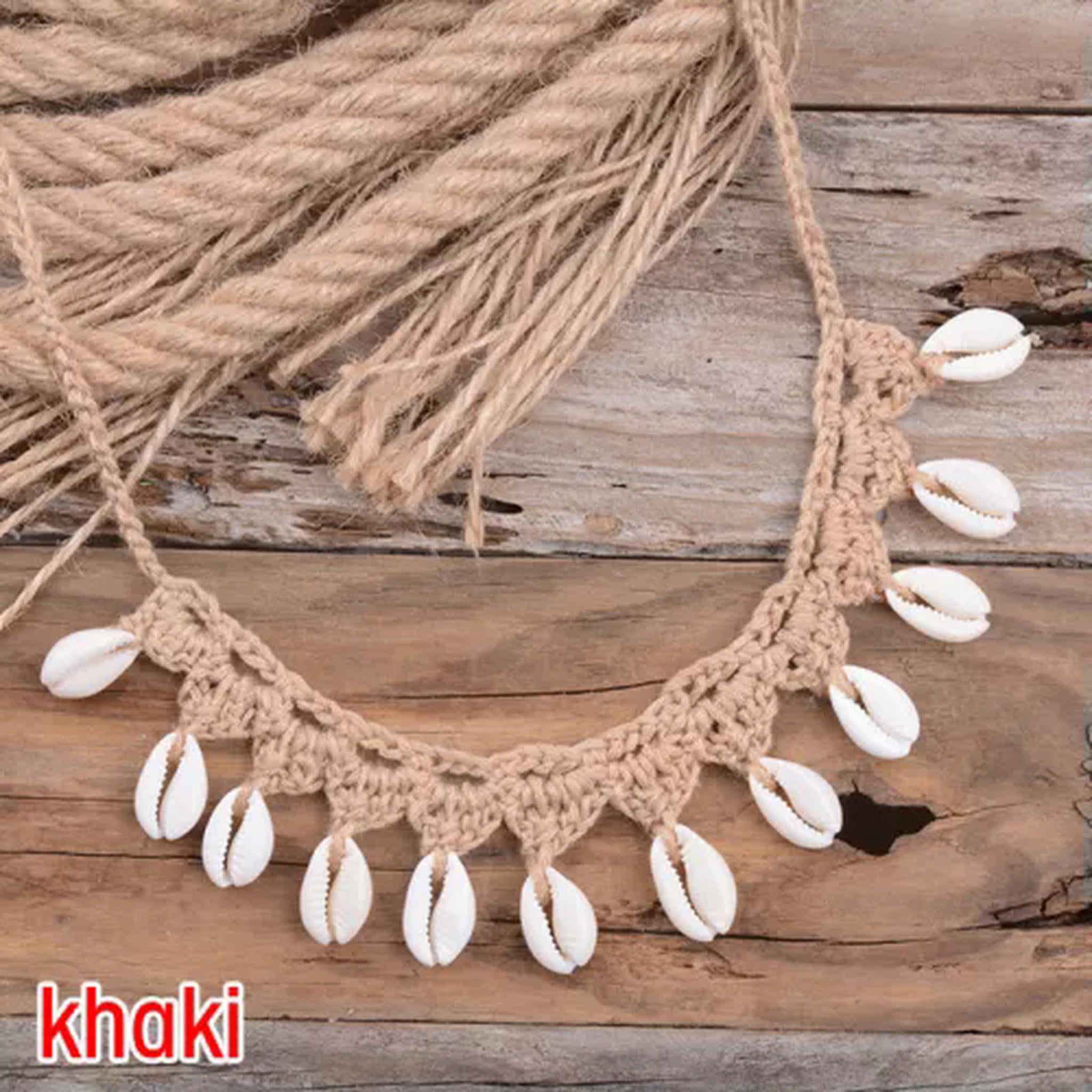 K-KED Boho Handmade Braided Rope Natural Sea Shells Beads Beach Choker ...