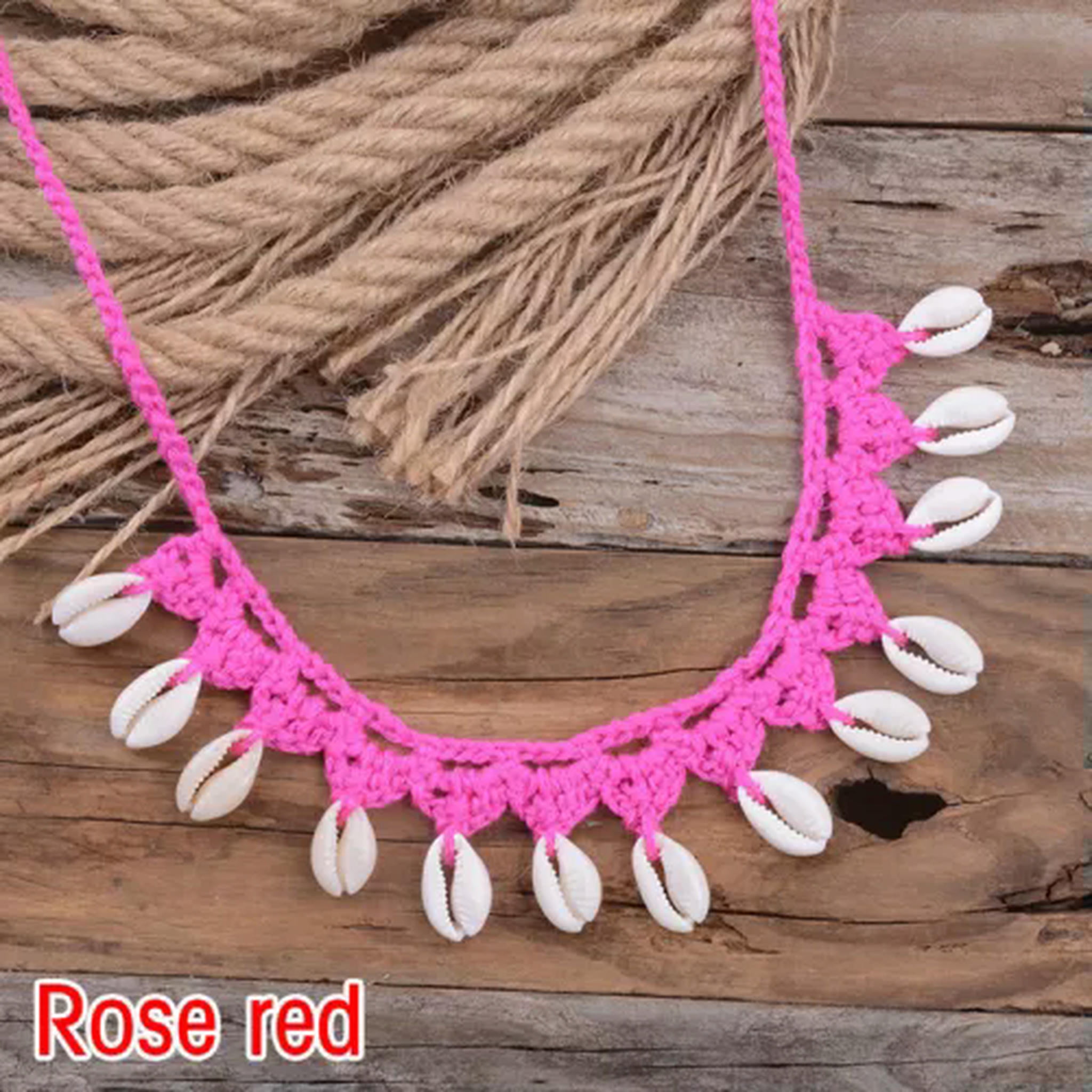 K-KED Boho Handmade Braided Rope Natural Sea Shells Beads Beach Choker ...