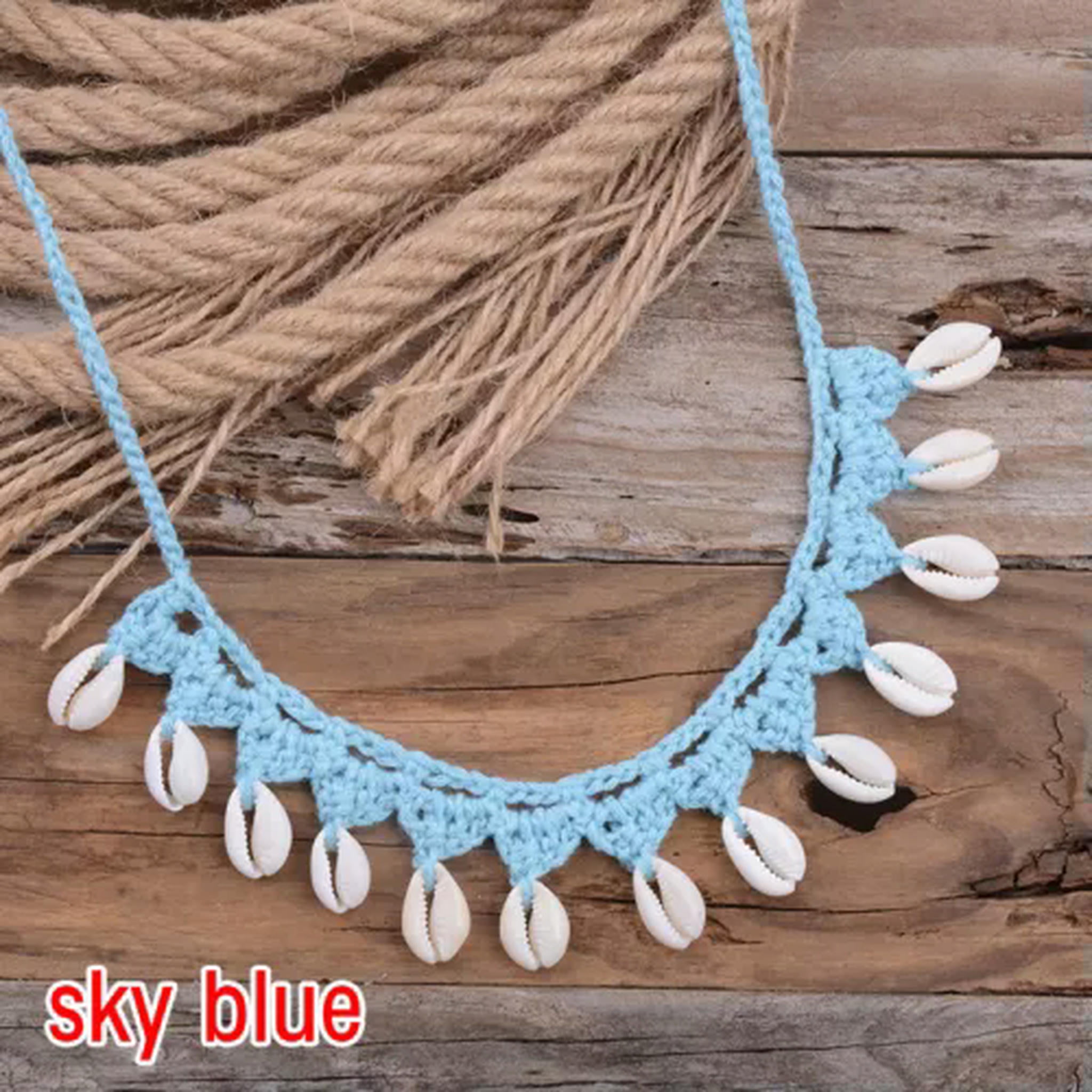 K-KED Boho Handmade Braided Rope Natural Sea Shells Beads Beach Choker ...