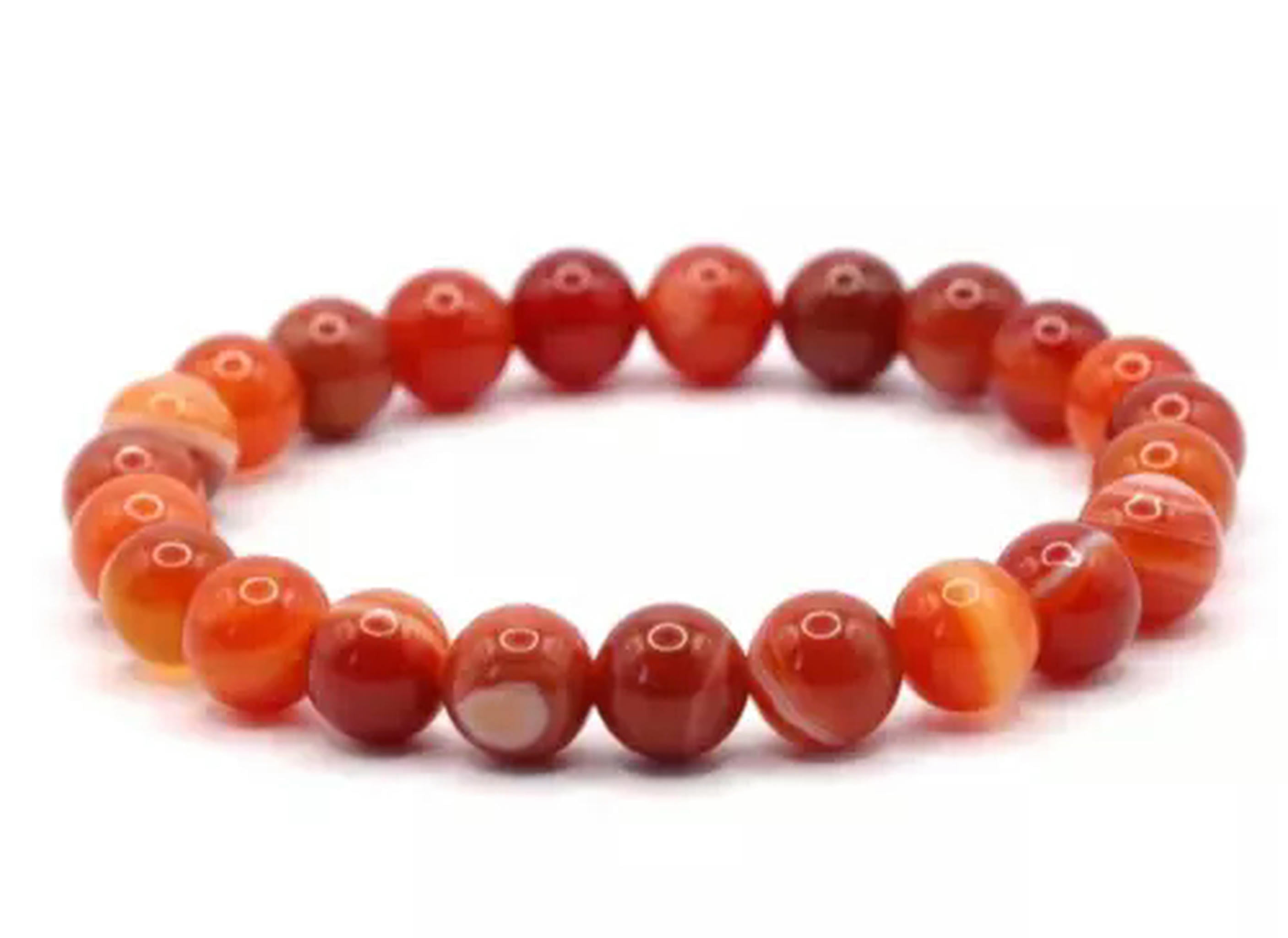 K-KED Bracelet Red Banded Carnelian Gemstone Crystal for Women Reiki ...