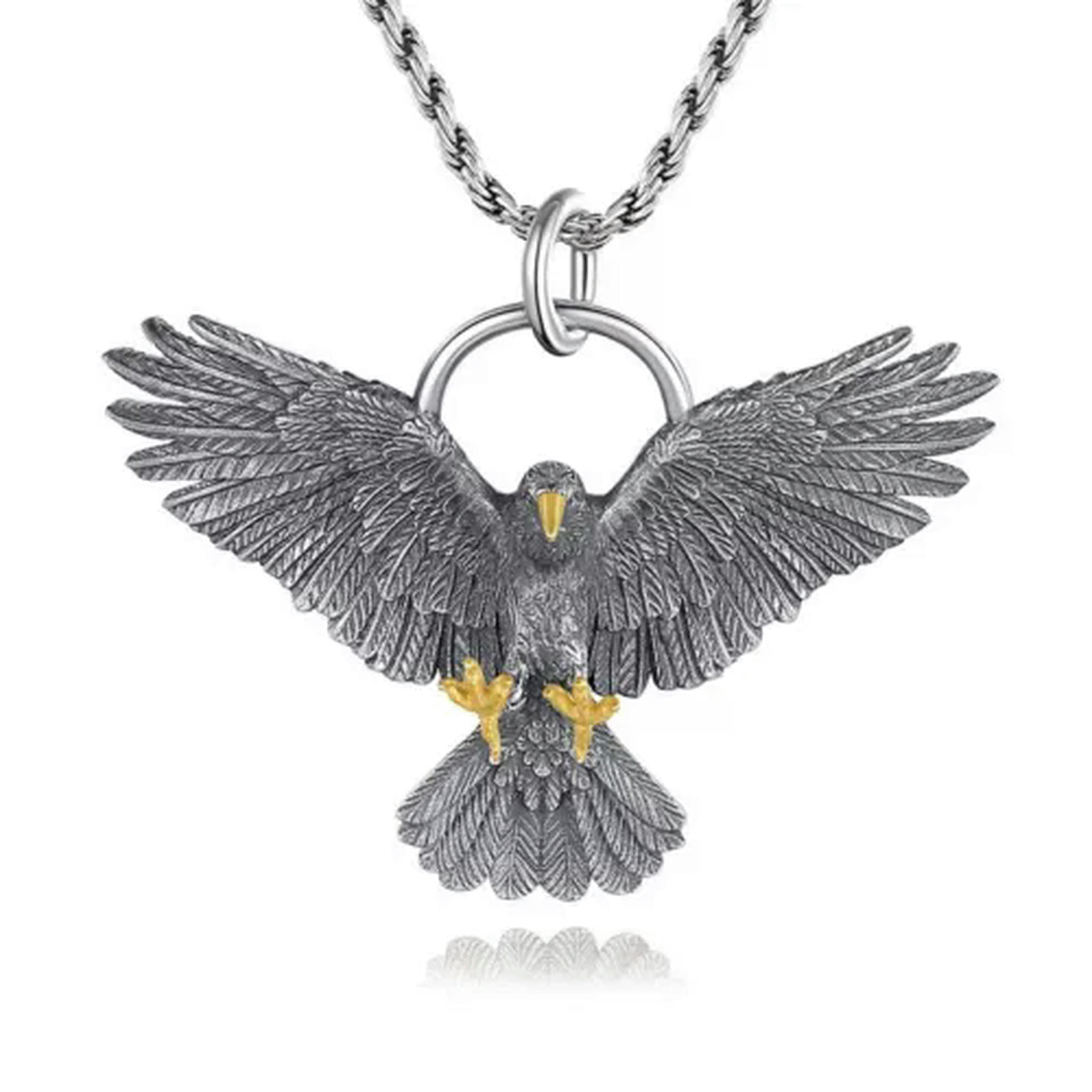 K-KED Brave Eagle Snake Stainless Steel Pendant Necklace for Mens ...