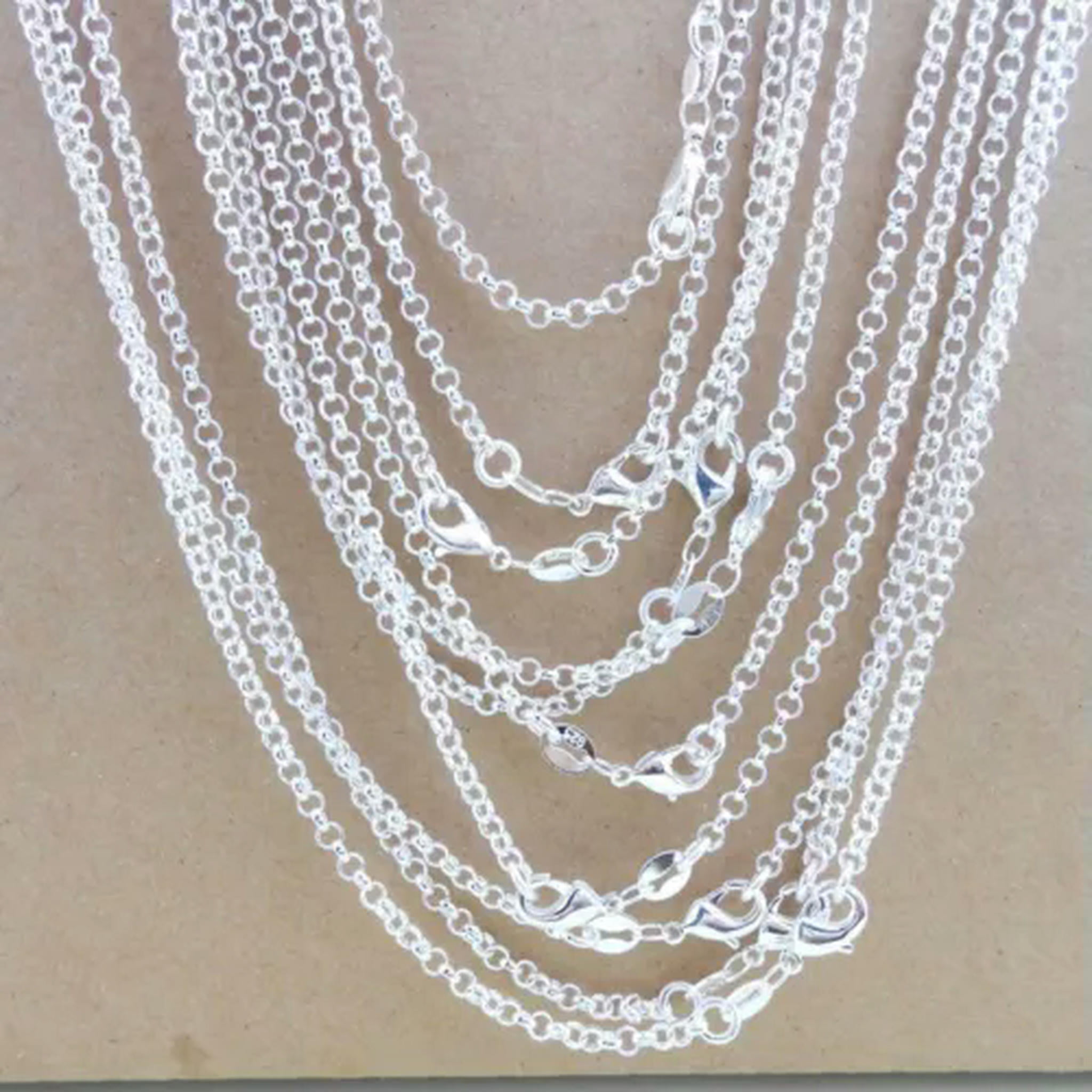 K-KED Bulk Silver Plated "O" Chains Necklace 16-30Inch Delicate Jewelry ...