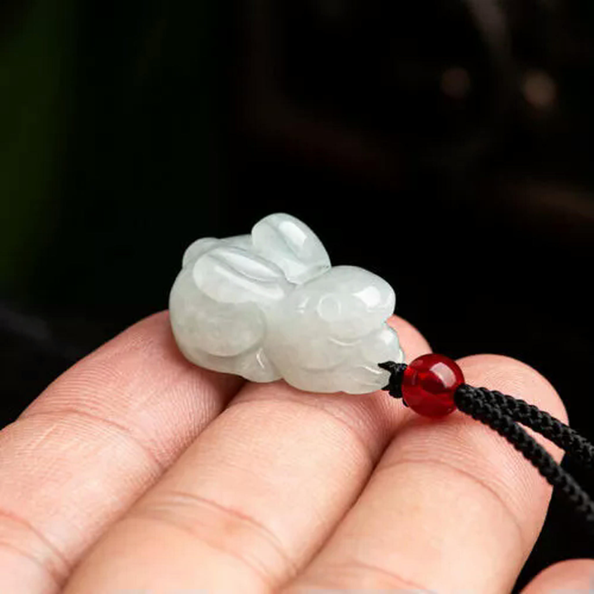 K-KED Burmese Jade Rabbit Pendant Vintage White Delicate Jewelry ...