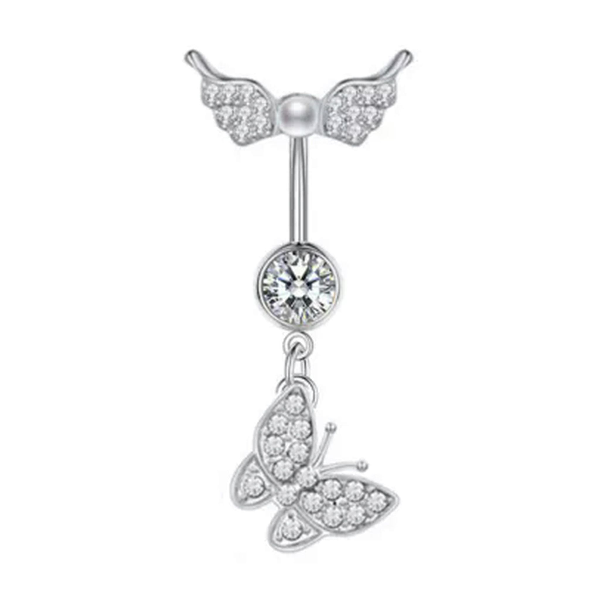 K-KED Butterfly Wings Nave Ring Sexy Belly Navel Rings Drop Dangle Body ...