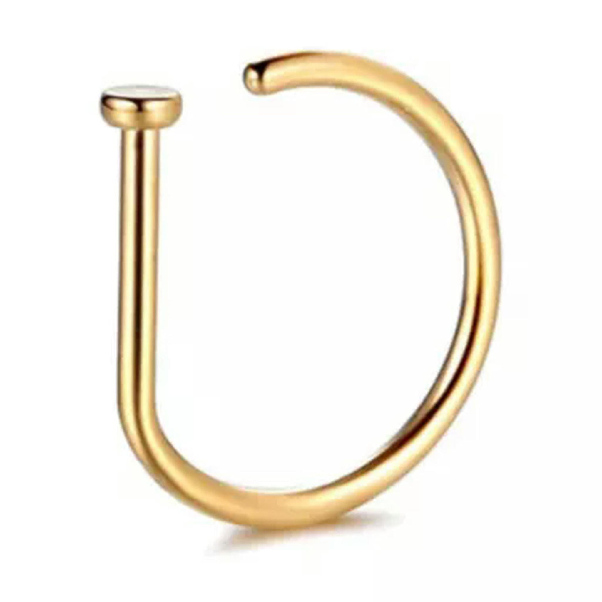 K-KED Cartilage Tragus Septum Nose Ring D Shape Fake Nose Hoop Rings ...