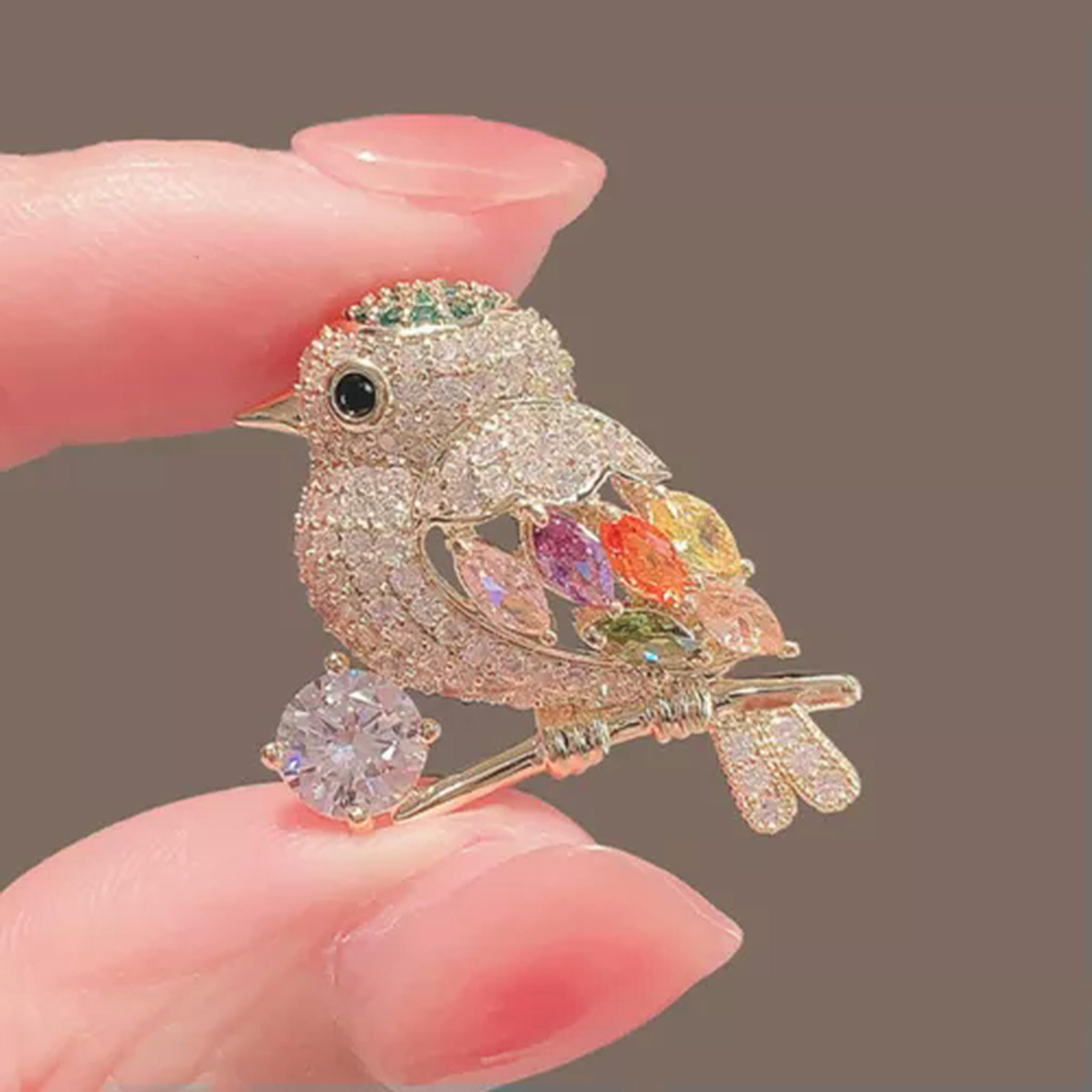 K-KED Chinoiserie Auspicious Magpie Brooch Good Luck Badges Crystal ...