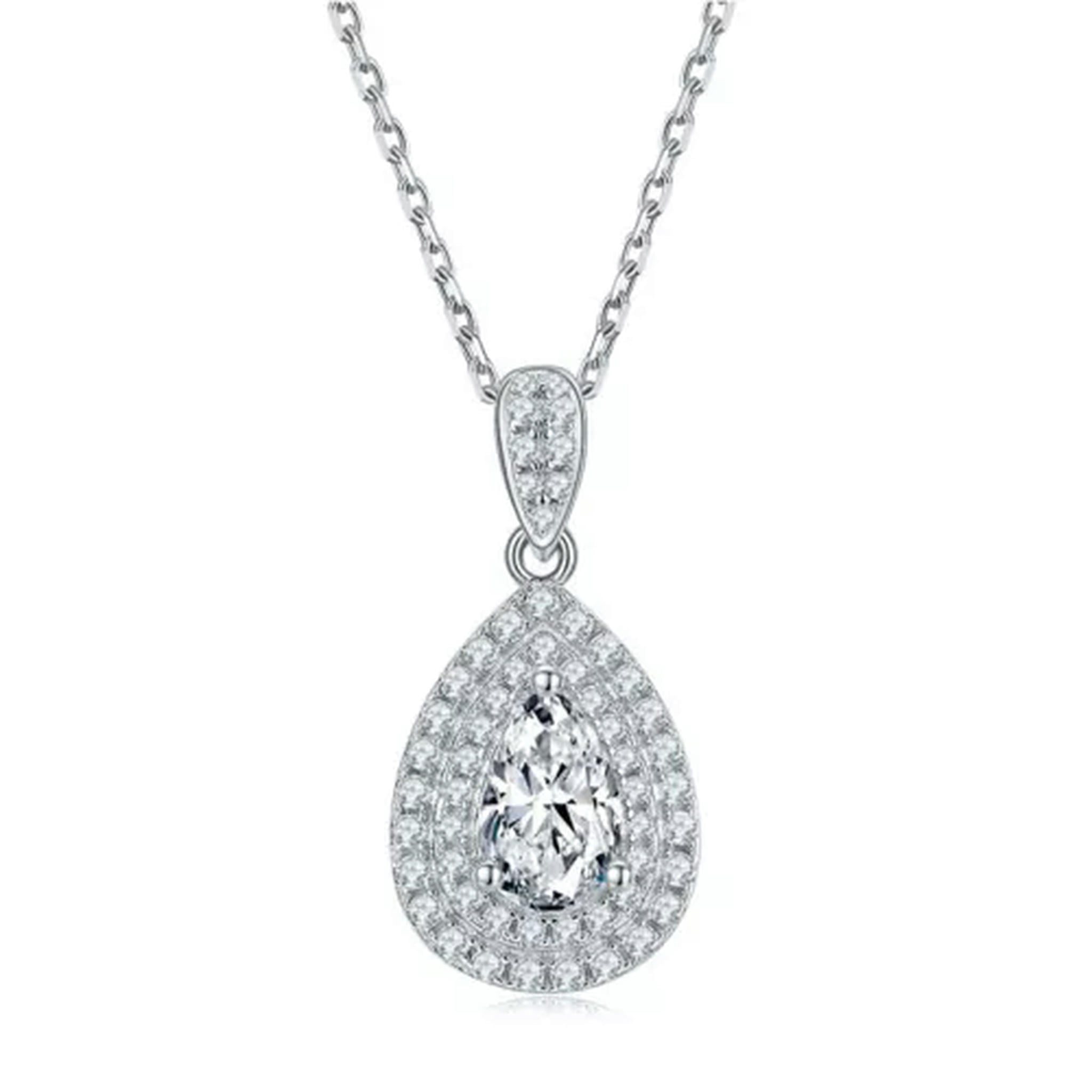 K-KED Classic Double Halo D Color Real Moissanite Pendant Necklace 925 Sterling Silver - Walmart.com