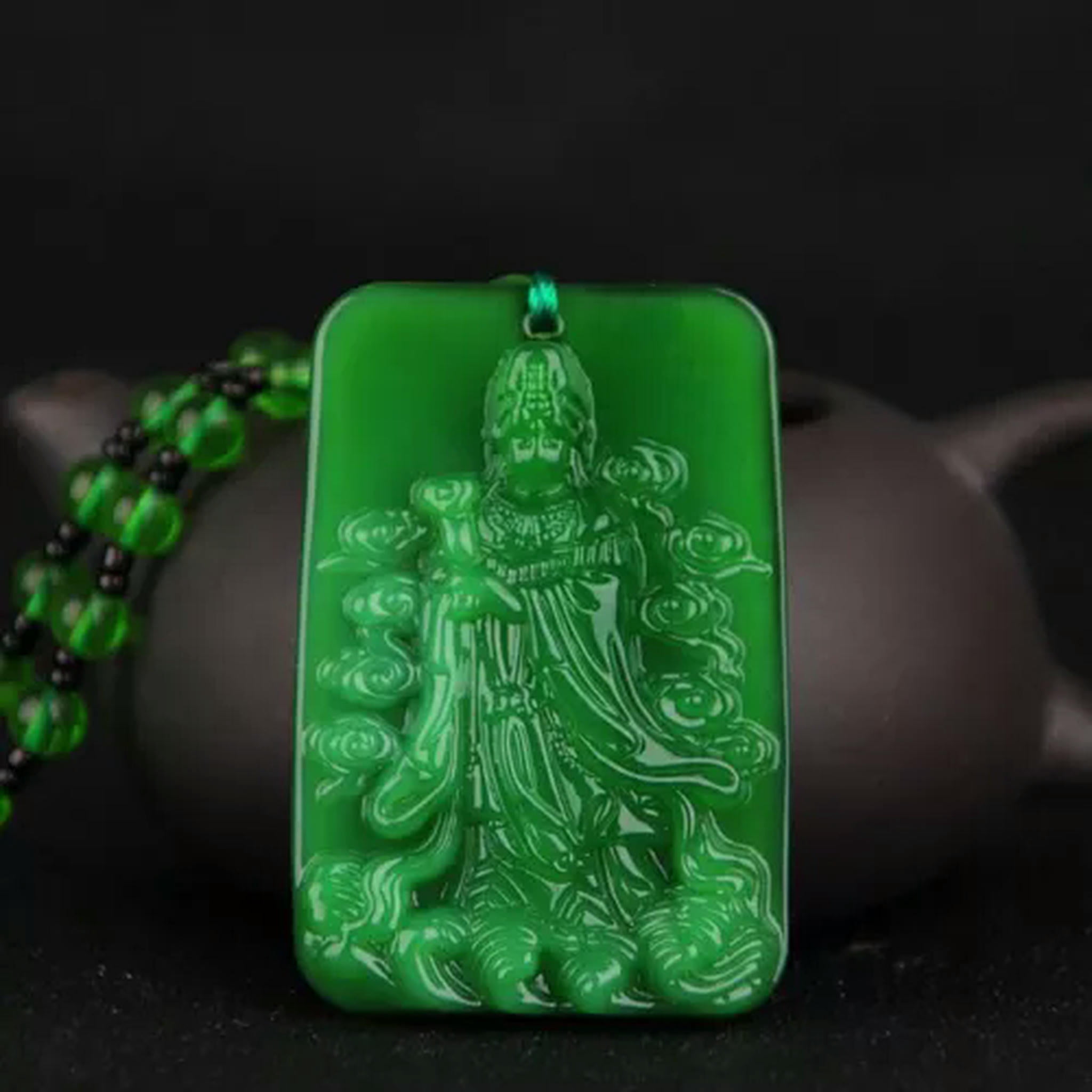 K-KED Classic Natural Chinese Agate Pendant Jade Necklace Blessing ...