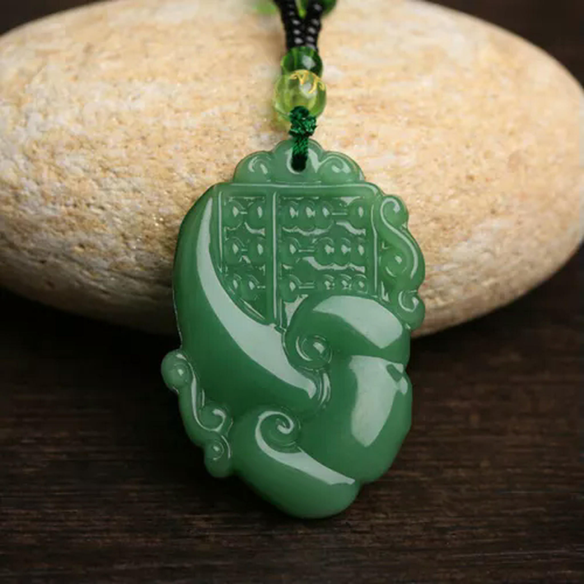 K-KED Classic Natural Chinese Agate Pendant Jade Necklace Blessing ...