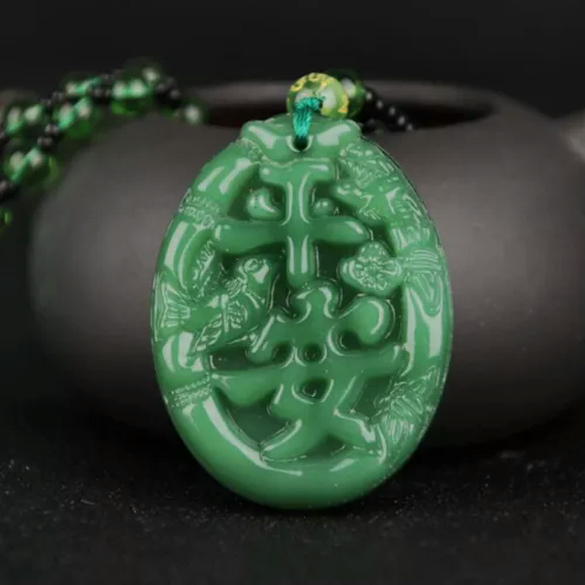 K-KED Classic Natural Chinese Agate Pendant Jade Necklace Blessing ...