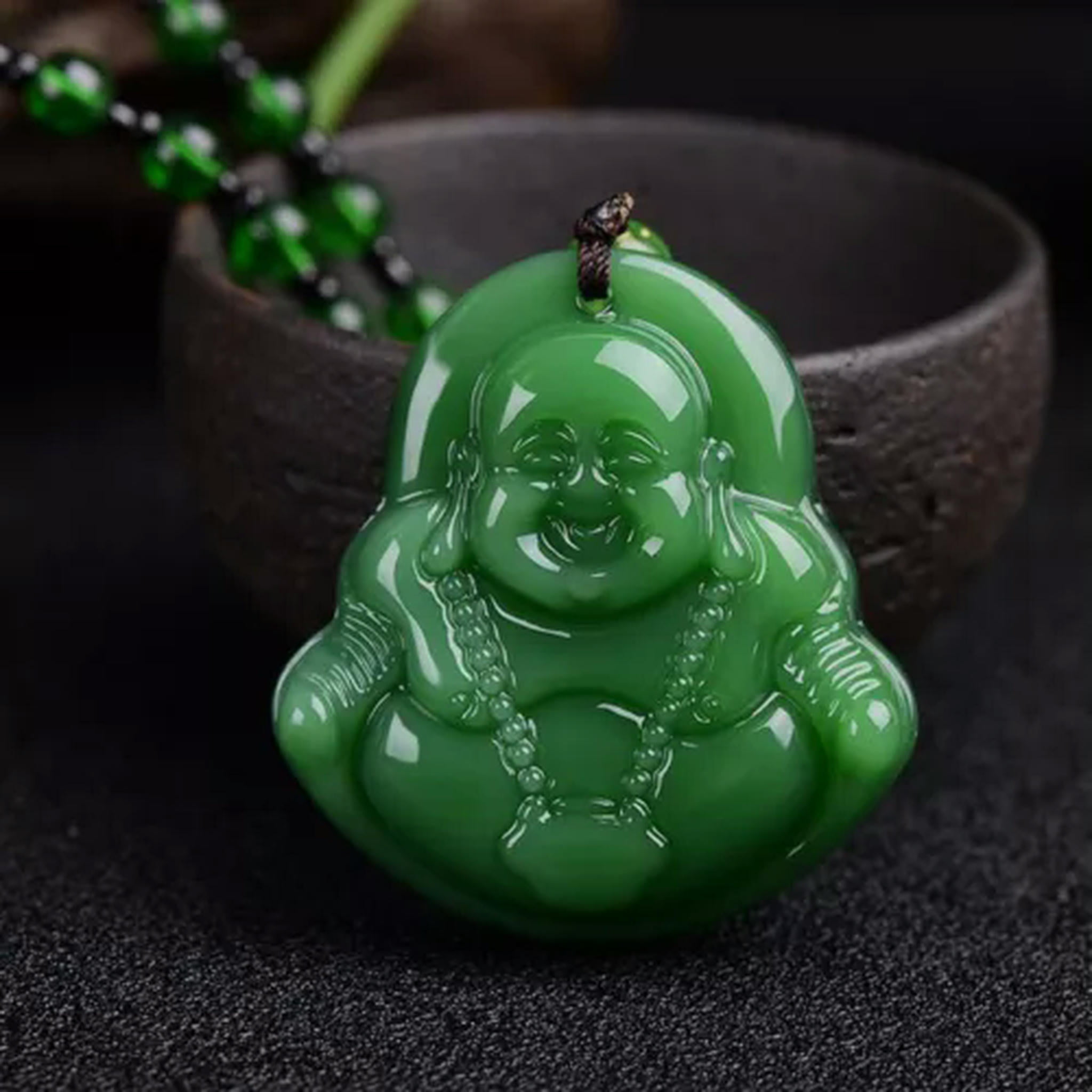 K-KED Classic Natural Chinese Agate Pendant Jade Necklace Blessing ...