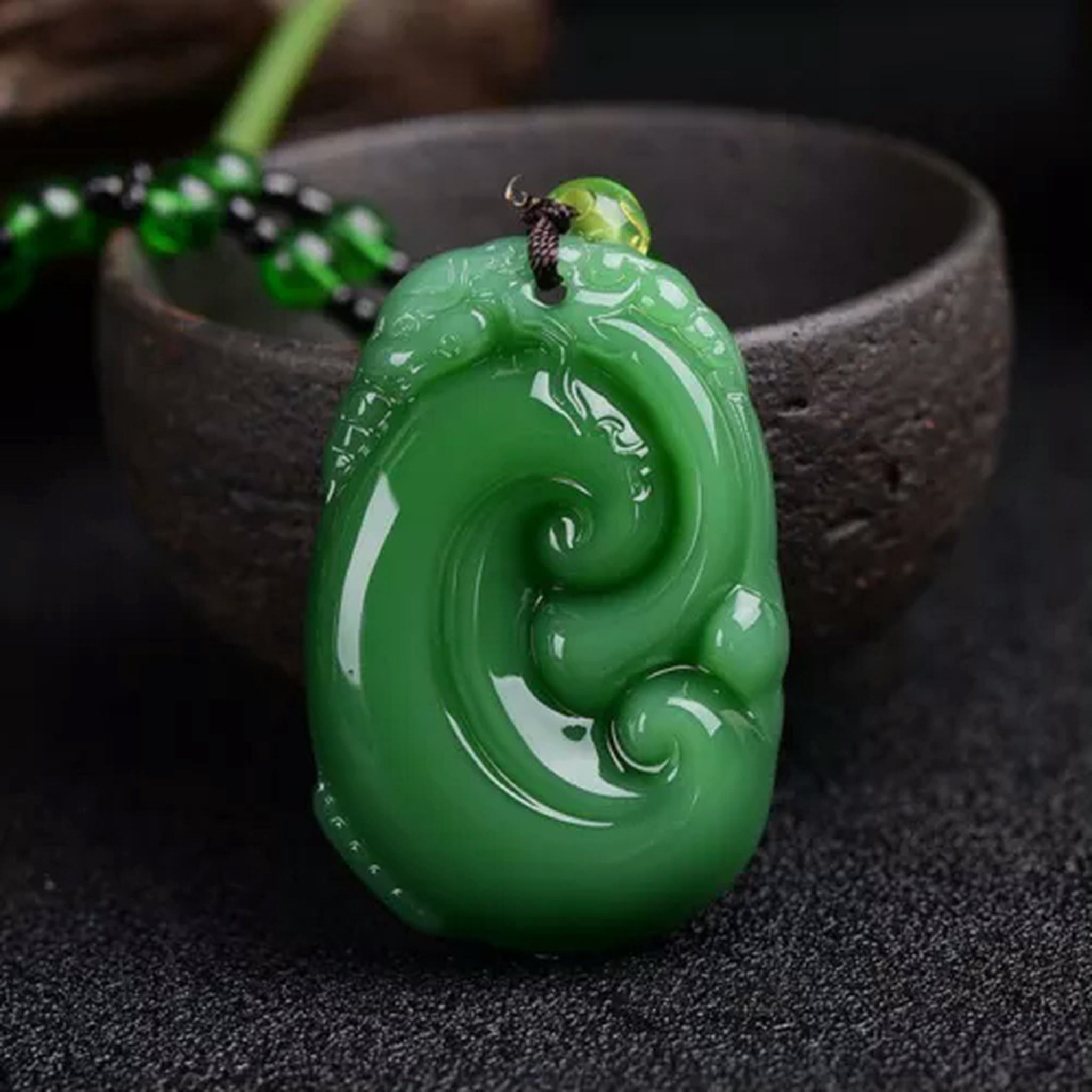 K-KED Classic Natural Chinese Agate Pendant Jade Necklace Blessing ...