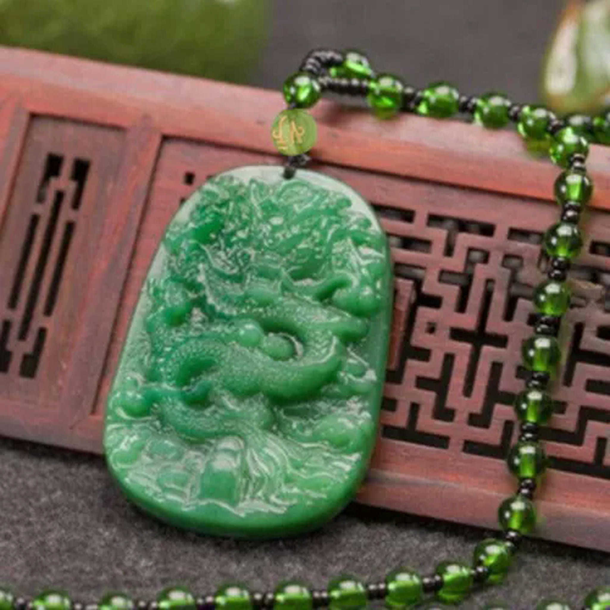 K-KED Classic Natural Chinese Agate Pendant Jade Necklace Blessing ...