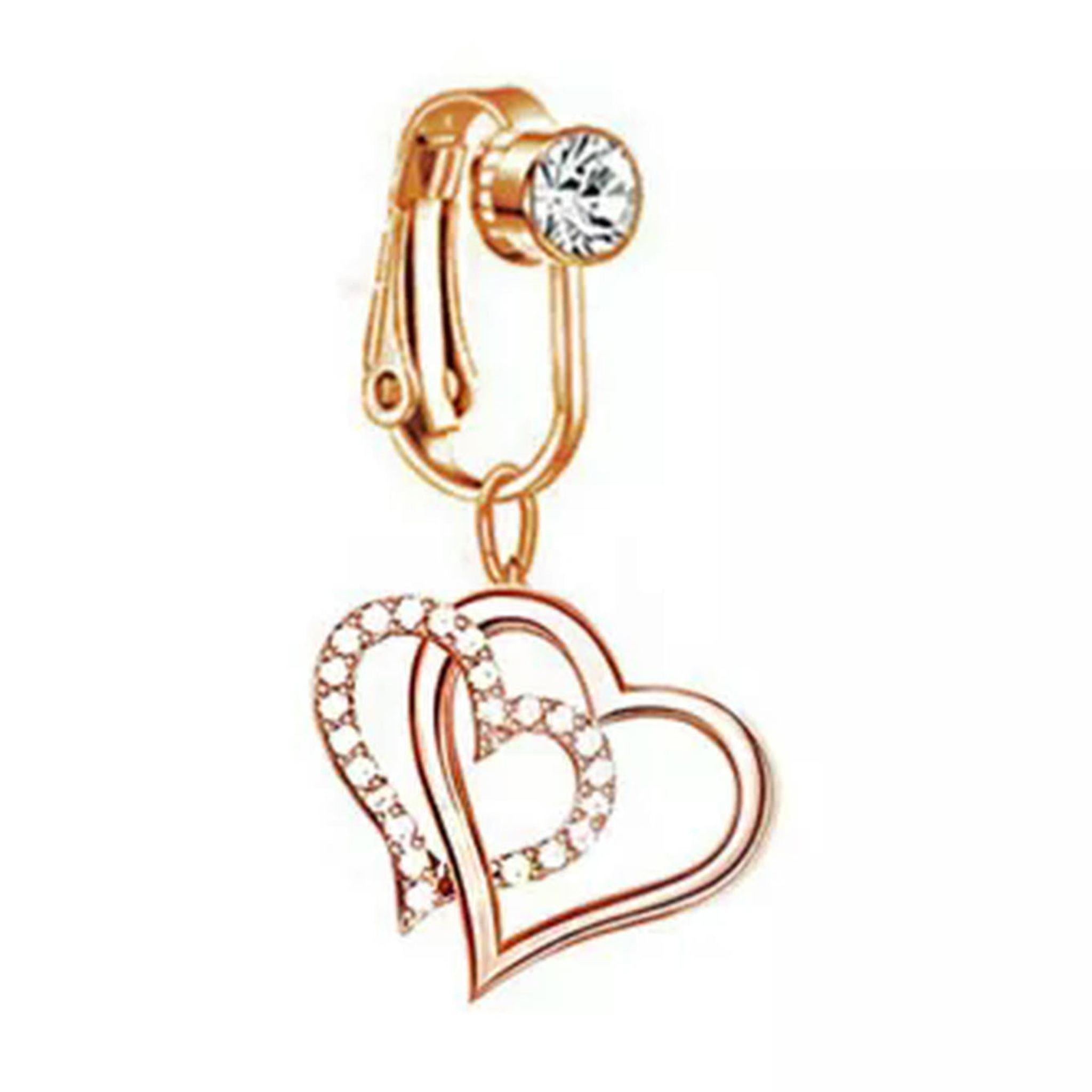 K-KED Clip On Belly Button Ring CZ Butterfly Fake Belly Navel Piercing ...