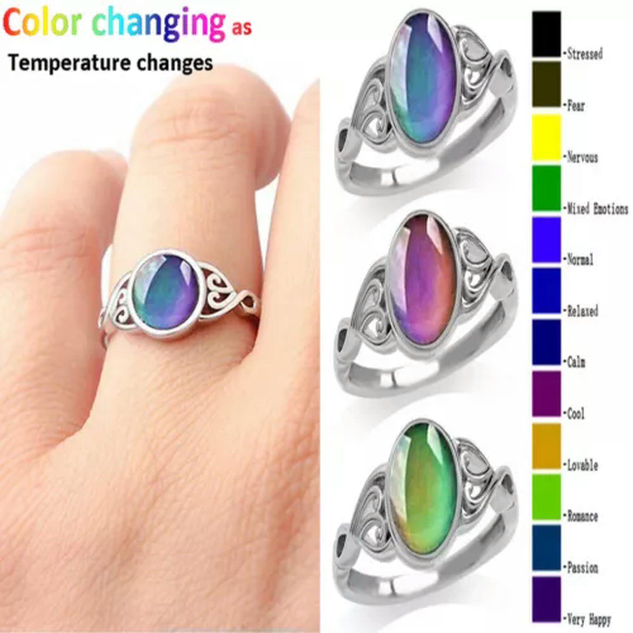 K-KED Color Changing Temperature Changes Mood Ring for Women Men Party ...