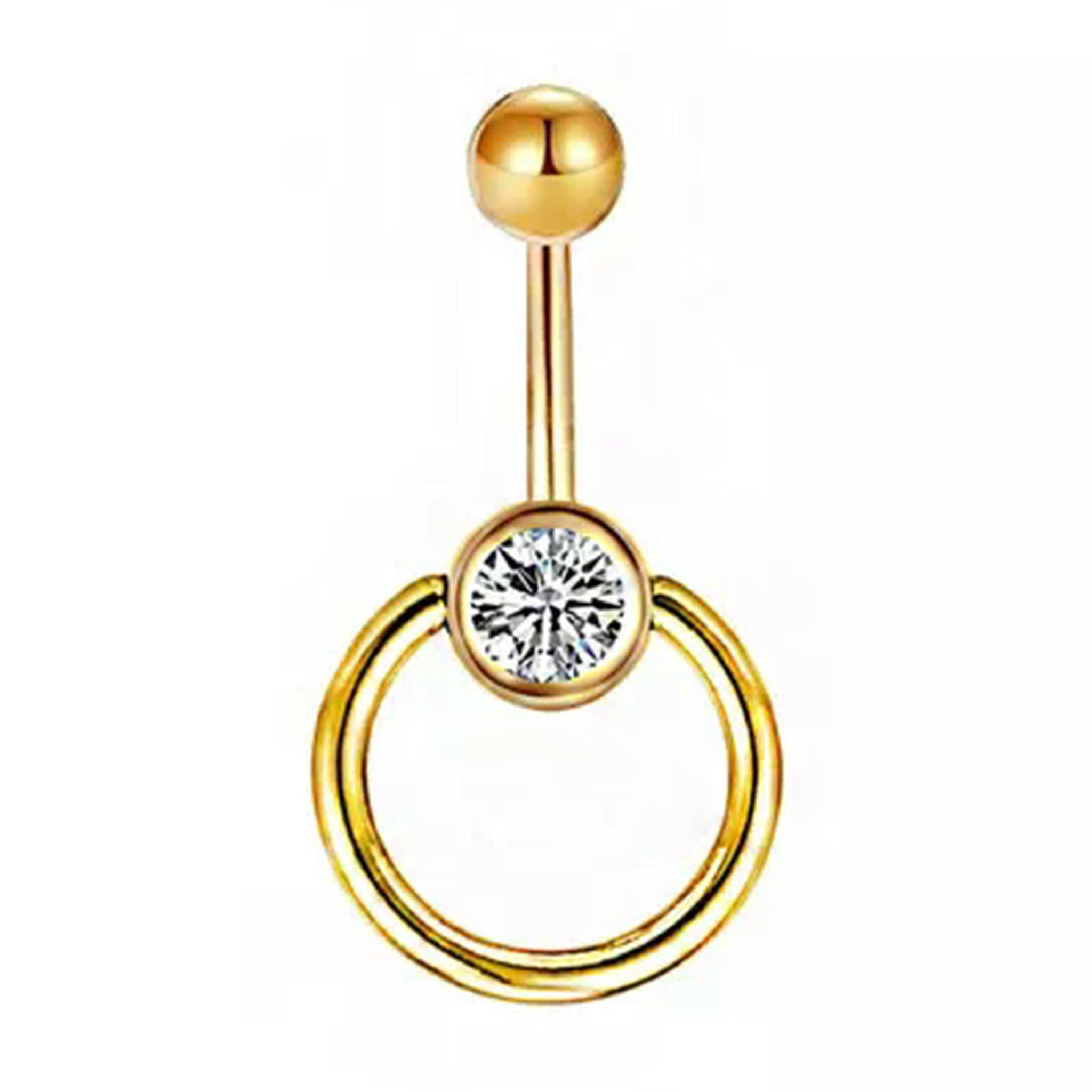 K-KED Cubic Ring Delicate Jewelry Round Cartilage Belly Ring Fashion Zirconia Navel Sexy Body ...