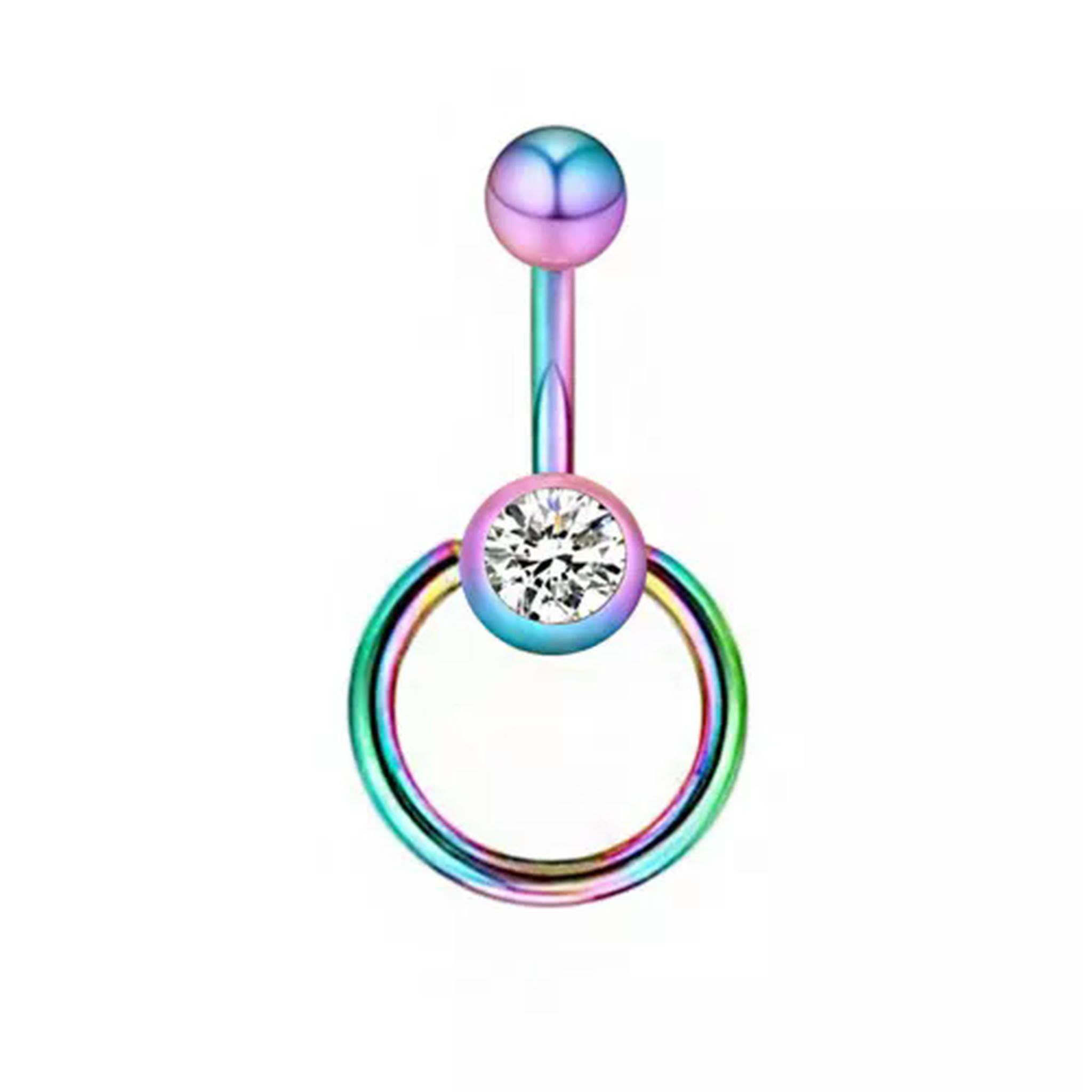 K-KED Cubic Ring Delicate Jewelry Round Cartilage Belly Ring Fashion Zirconia Navel Sexy Body ...