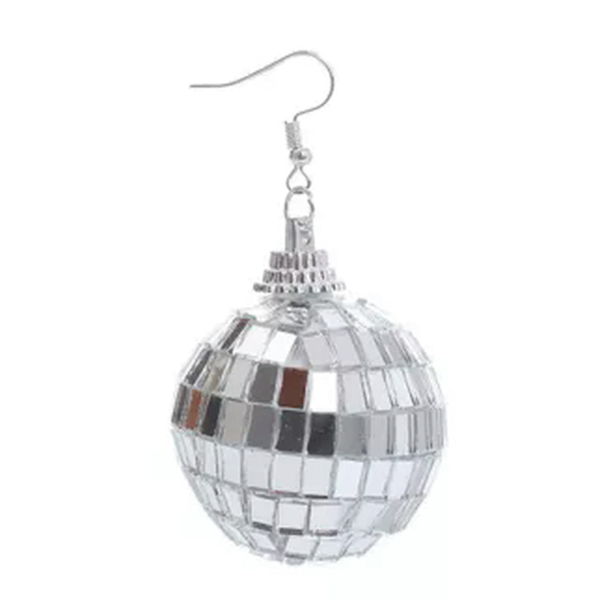 K-KED Disco Ball Earrings Silver Mirror Pierced Dance Party Delicate ...