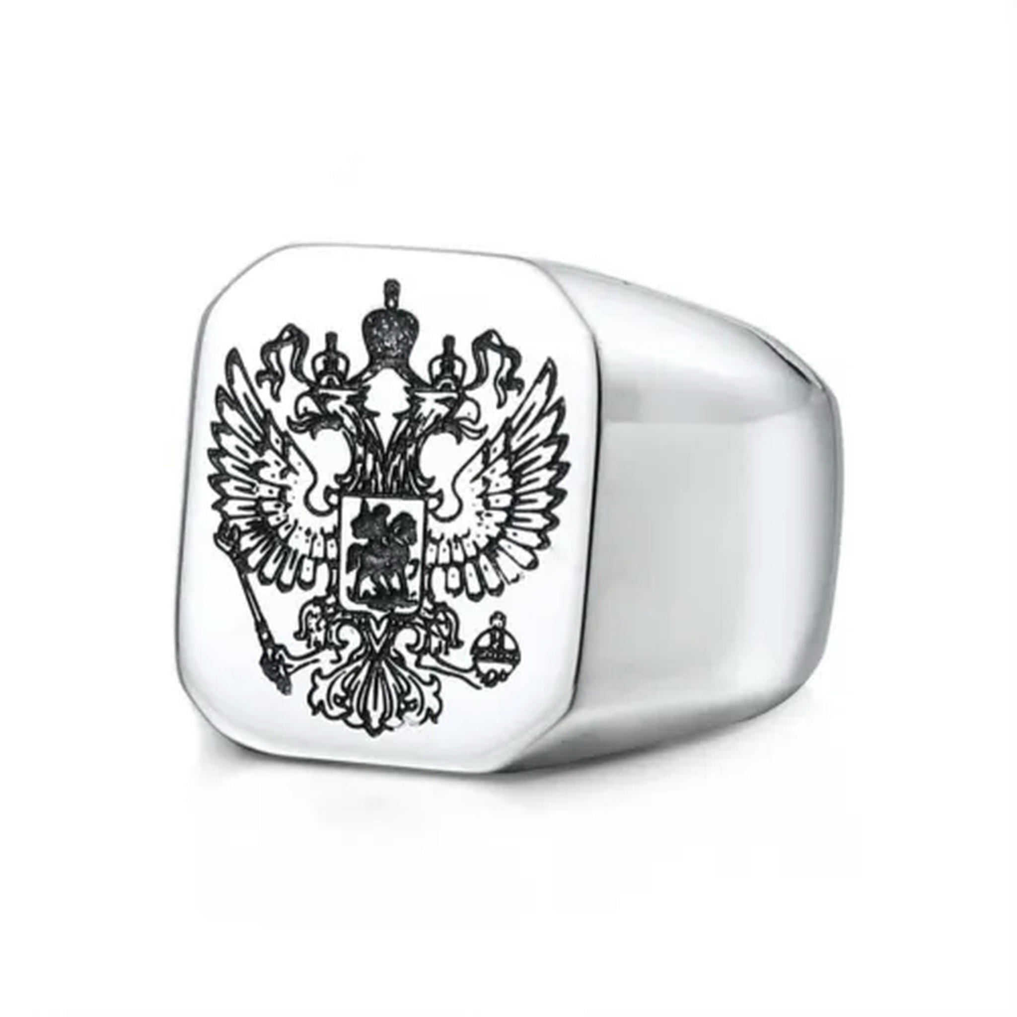 K-KED Double Headed Eagle Empire Ring Stainless Steel Vintage Men's ...