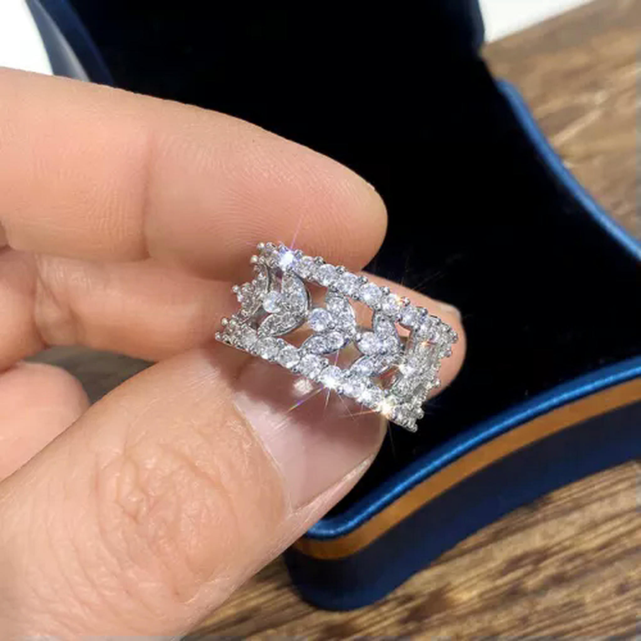 K-KED Elegant Wedding Gift 925 Silver Filled Ring Cubic Zircon Women Delicate Jewelry Sz 6-10-7 ...