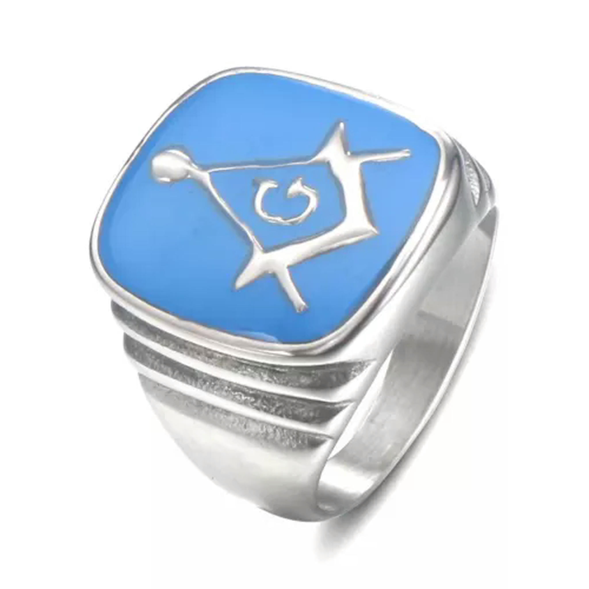 K-KED Enamel Masonic Symbol Signet Ring Stainless Steel Men Women ...