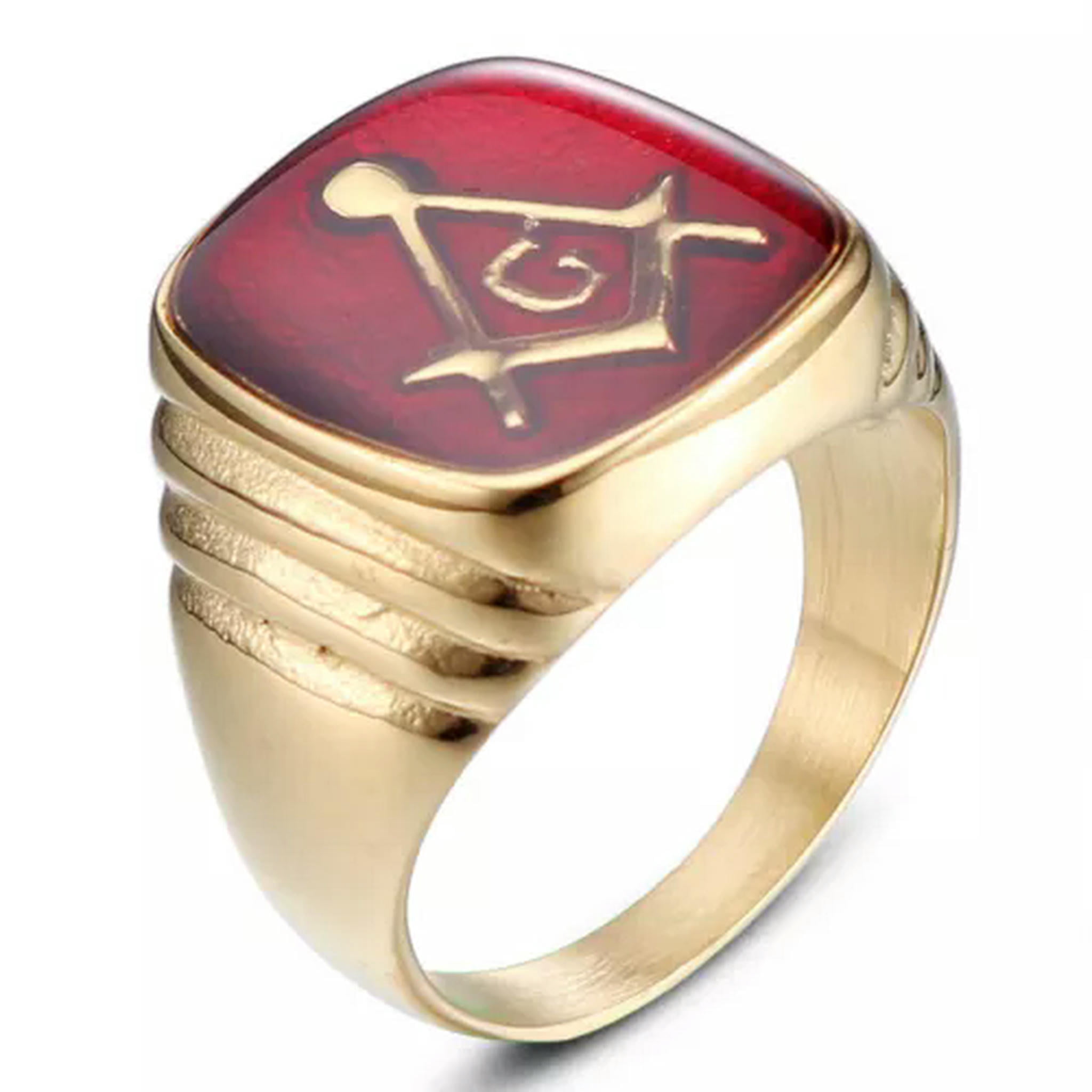 K-KED Enamel Masonic Symbol Signet Ring Stainless Steel Men Women ...