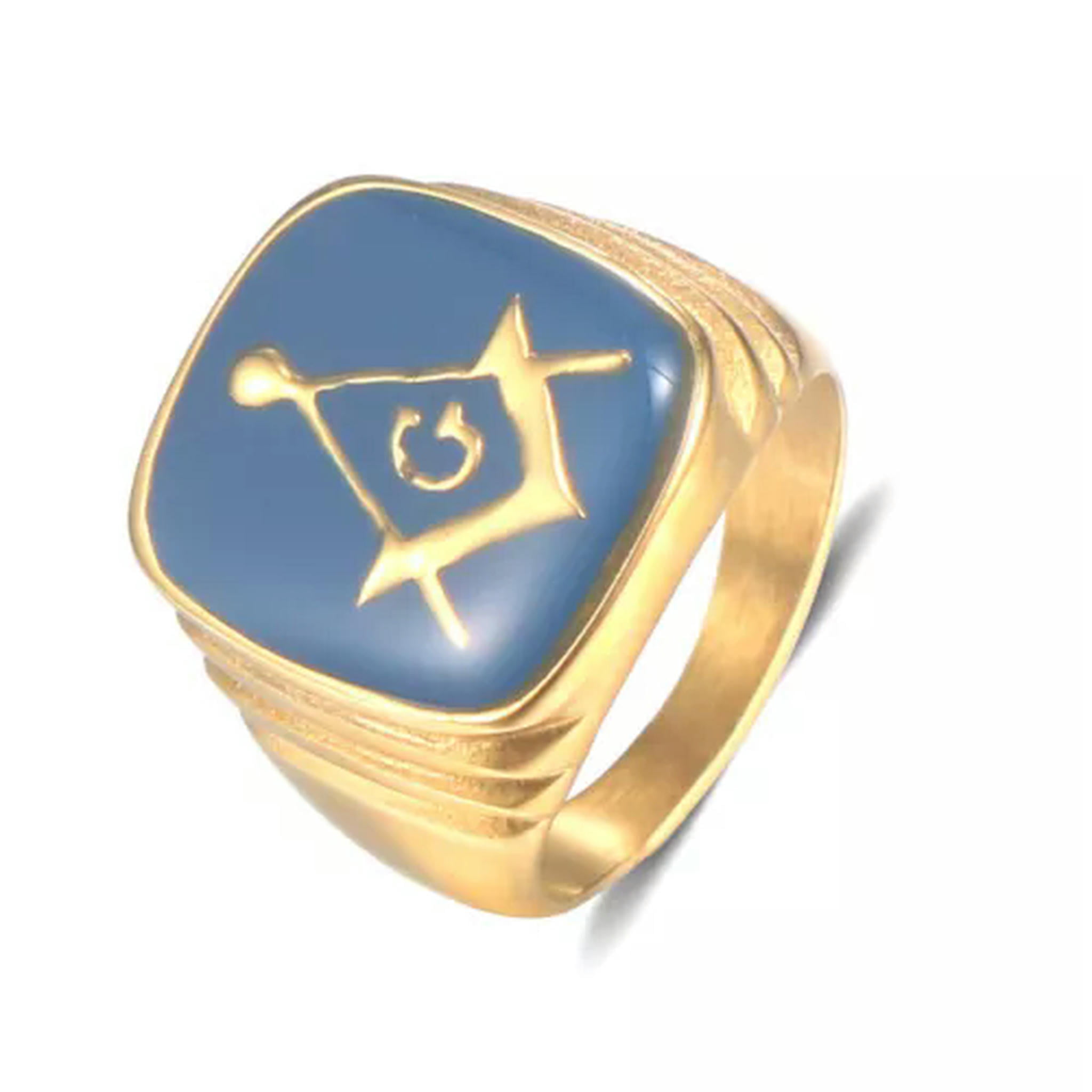 K-KED Enamel Masonic Symbol Signet Ring Stainless Steel Men Women ...
