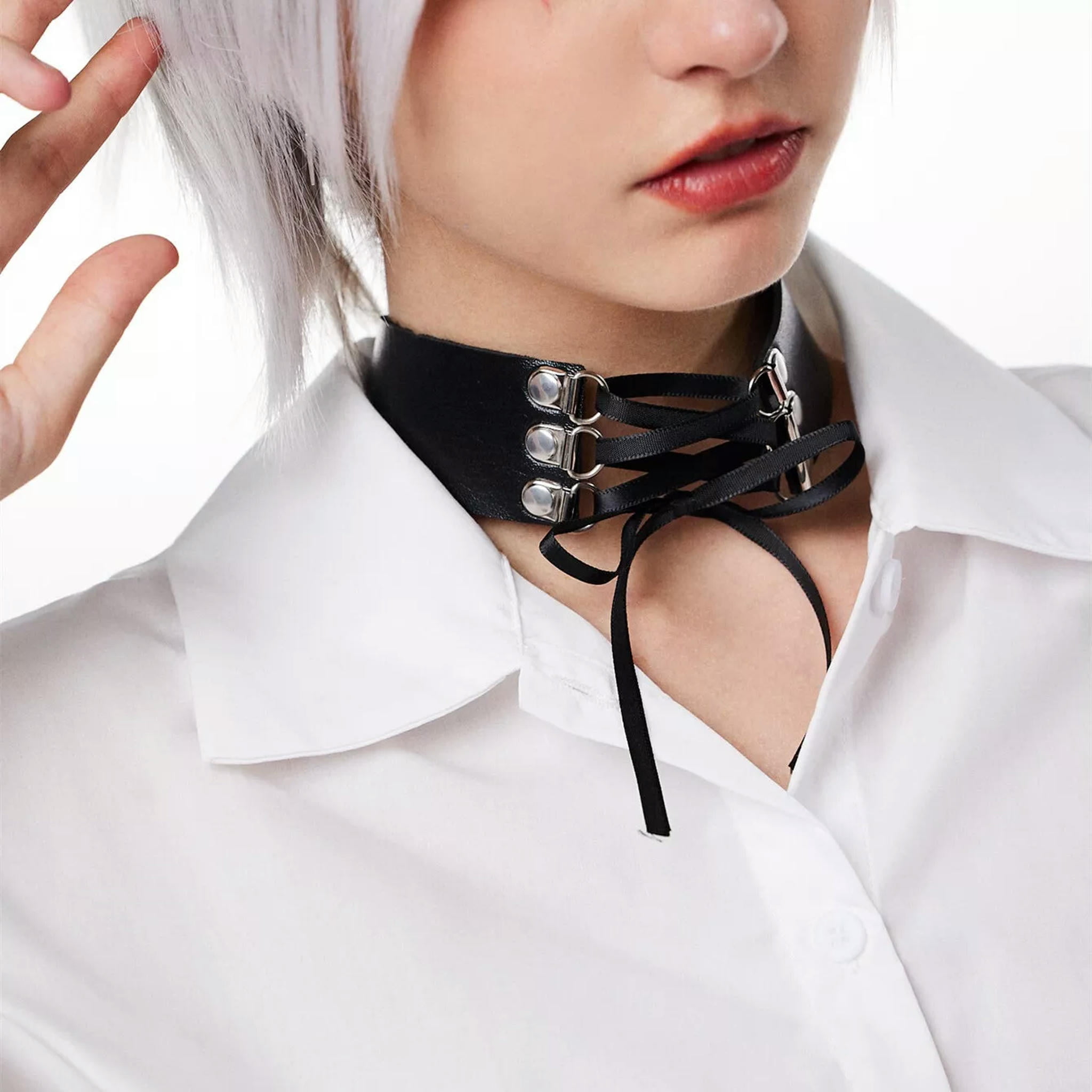 K-KED Exaggerated Accessories Punk Sexy and Fun Binding Pu Leather Neck ...