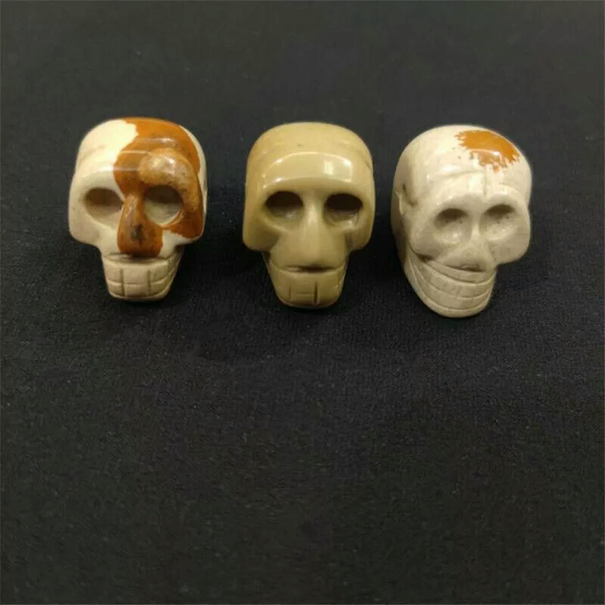 K-KED Fashion Natural Picture Stone Carved Skull Charm Pendants 3pcs ...