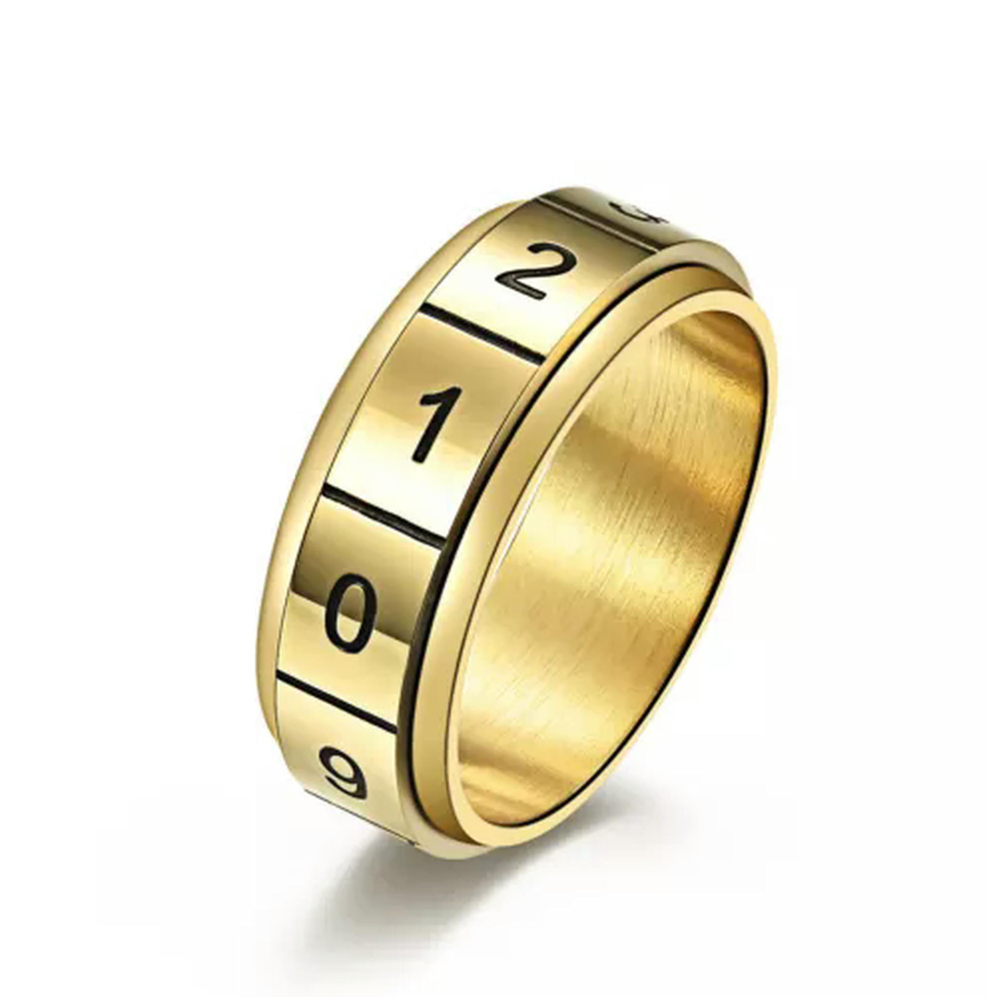 K-KED Fashion Stainless Steel Arabic Numeral Band Spinner Rings Anti ...