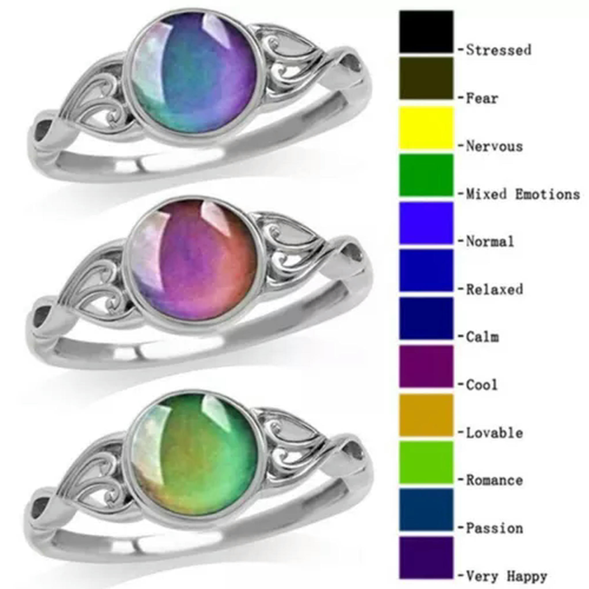 K-KED Fashion Temperature Color Changing Mood Ring Women Party Delicate ...