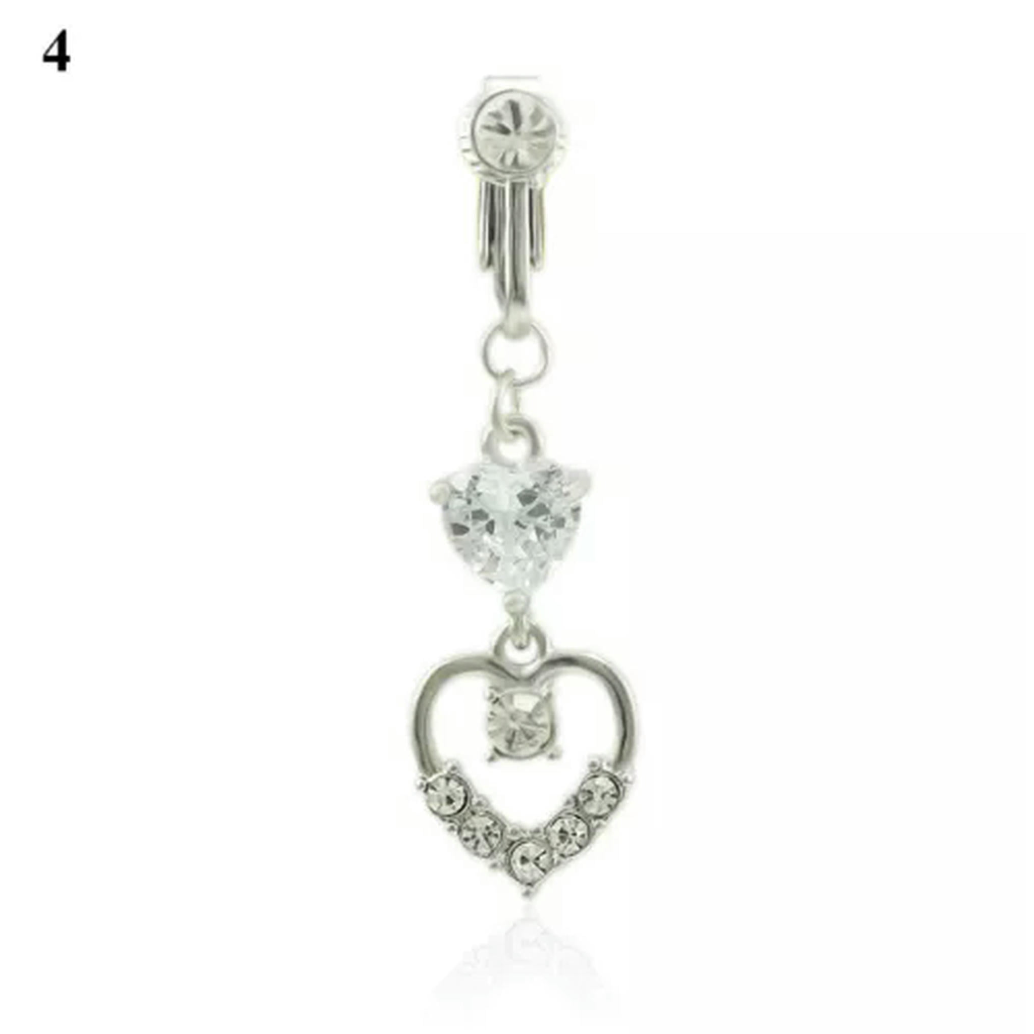 K-KED Faux Body Piercing Navel Clip on Belly Button Rings Fake Belly ...