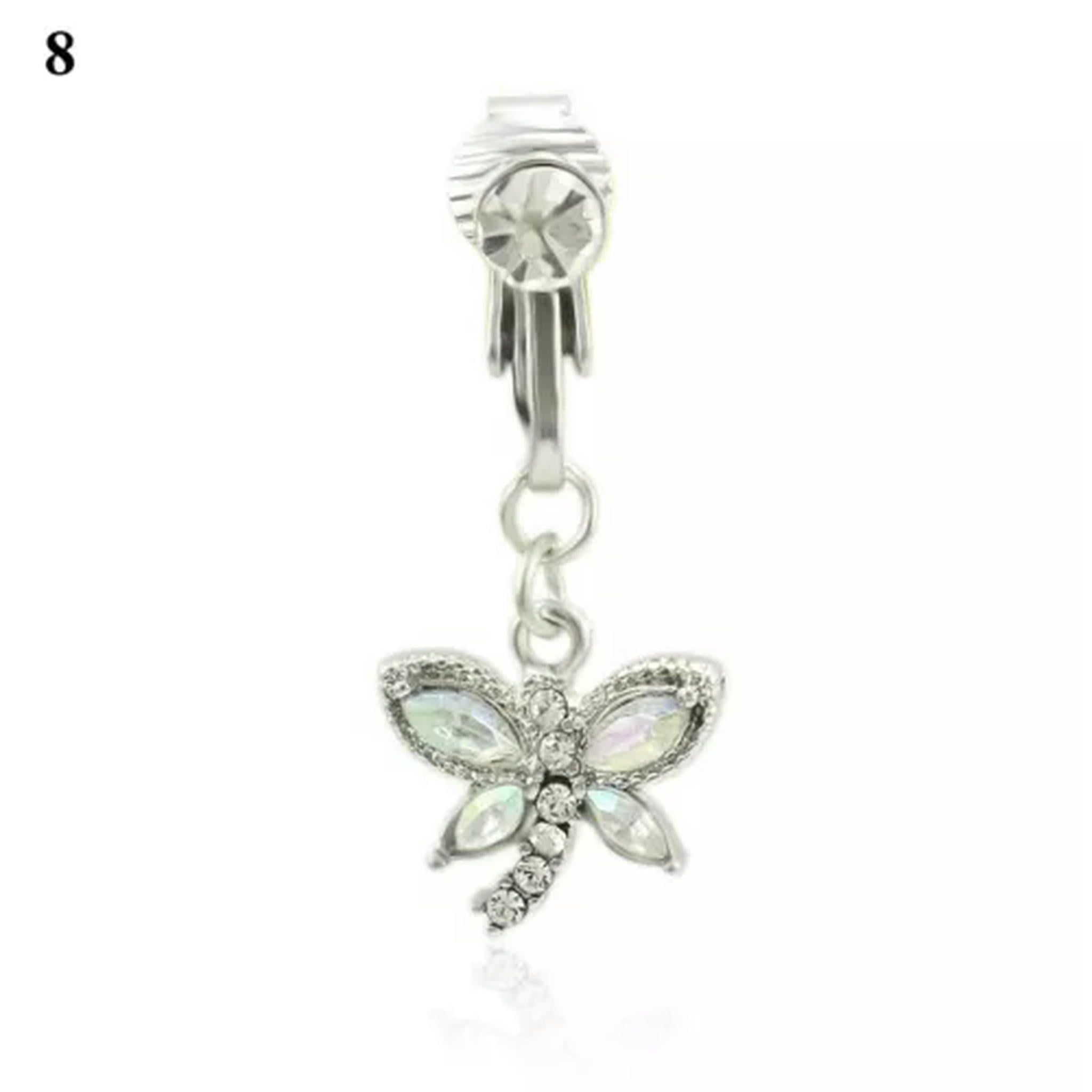 K-KED Faux Body Piercing Navel Clip on Belly Button Rings Fake Belly ...