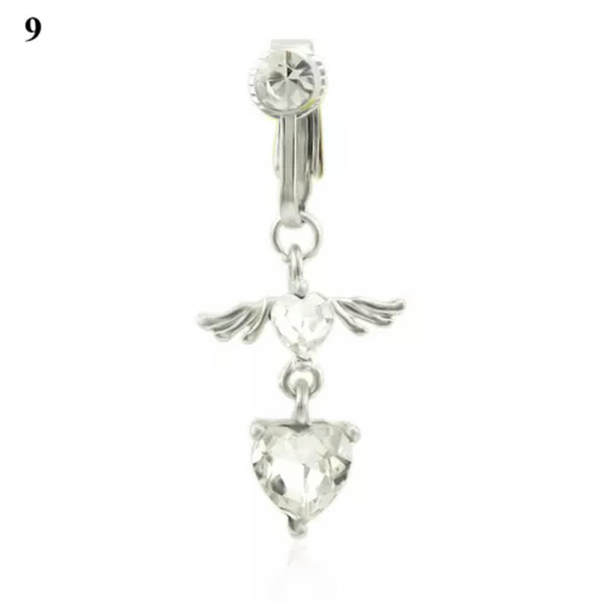 K-KED Faux Body Piercing Navel Clip on Belly Button Rings Fake Belly ...