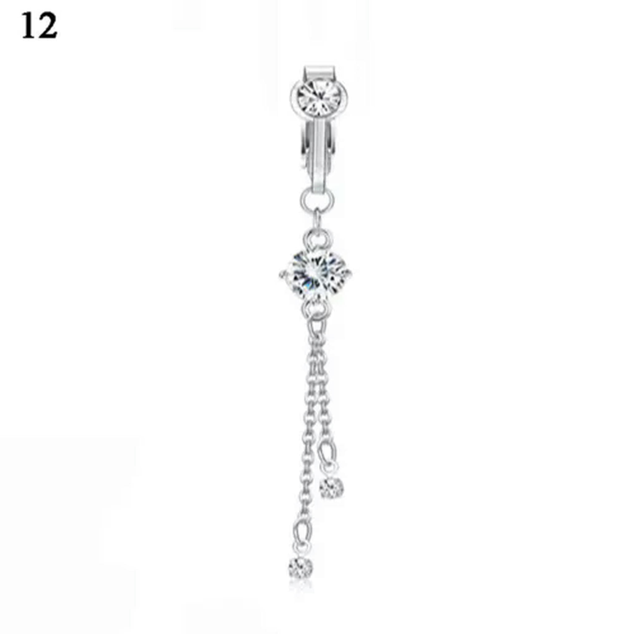 K-KED Faux Body Piercing Navel Clip on Belly Button Rings Fake Belly ...