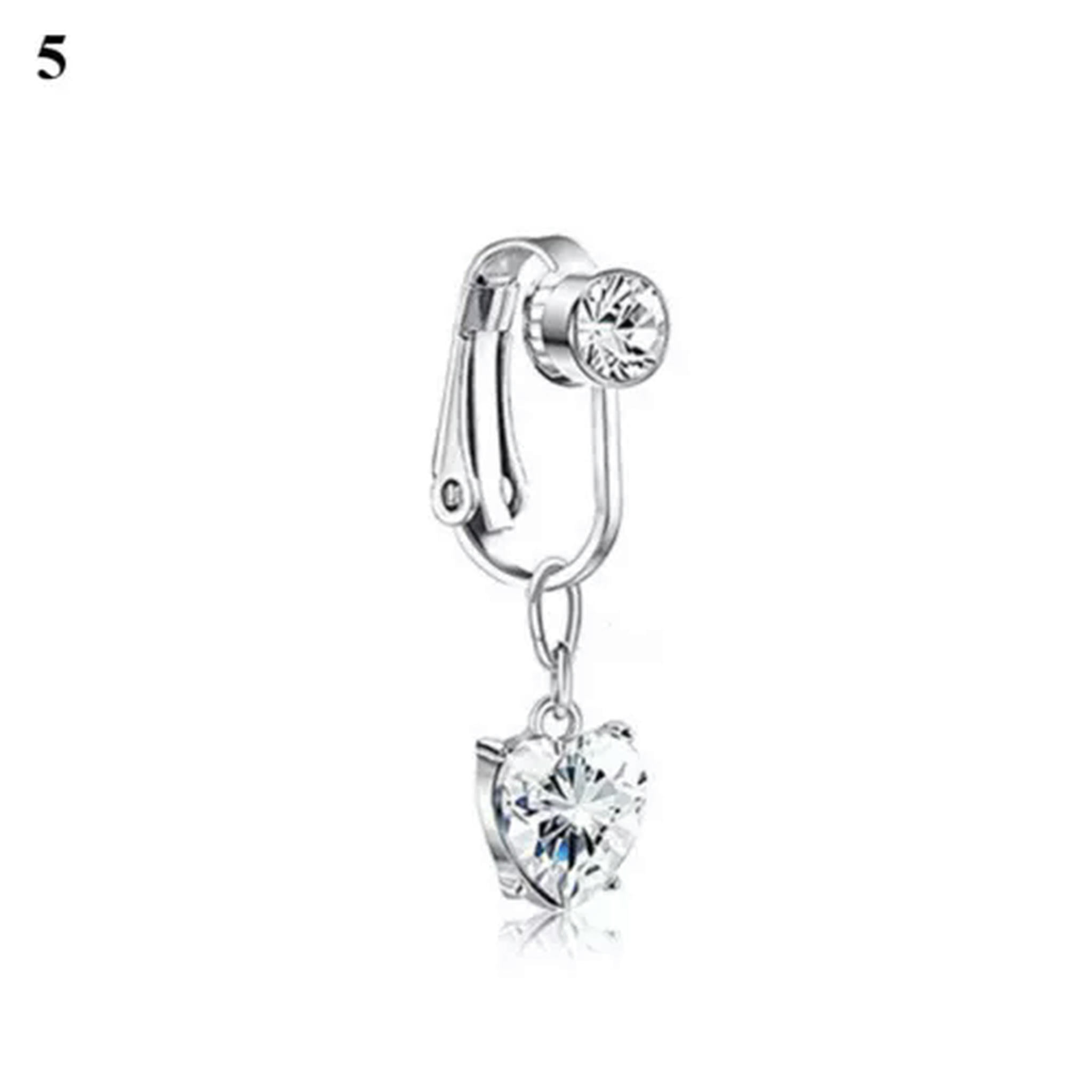 K-KED Faux Body Piercing Navel Clip on Belly Button Rings Fake Belly ...