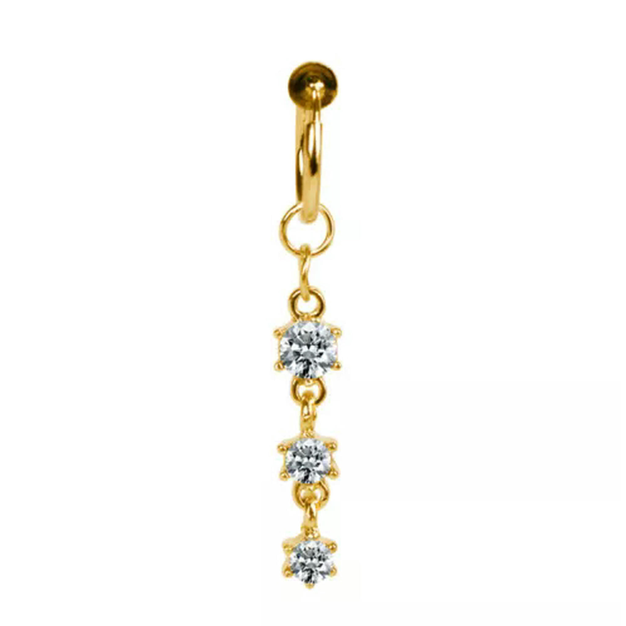 K-KED Faux Body Piercing Navel Clip on Belly Button Rings Fake Belly ...