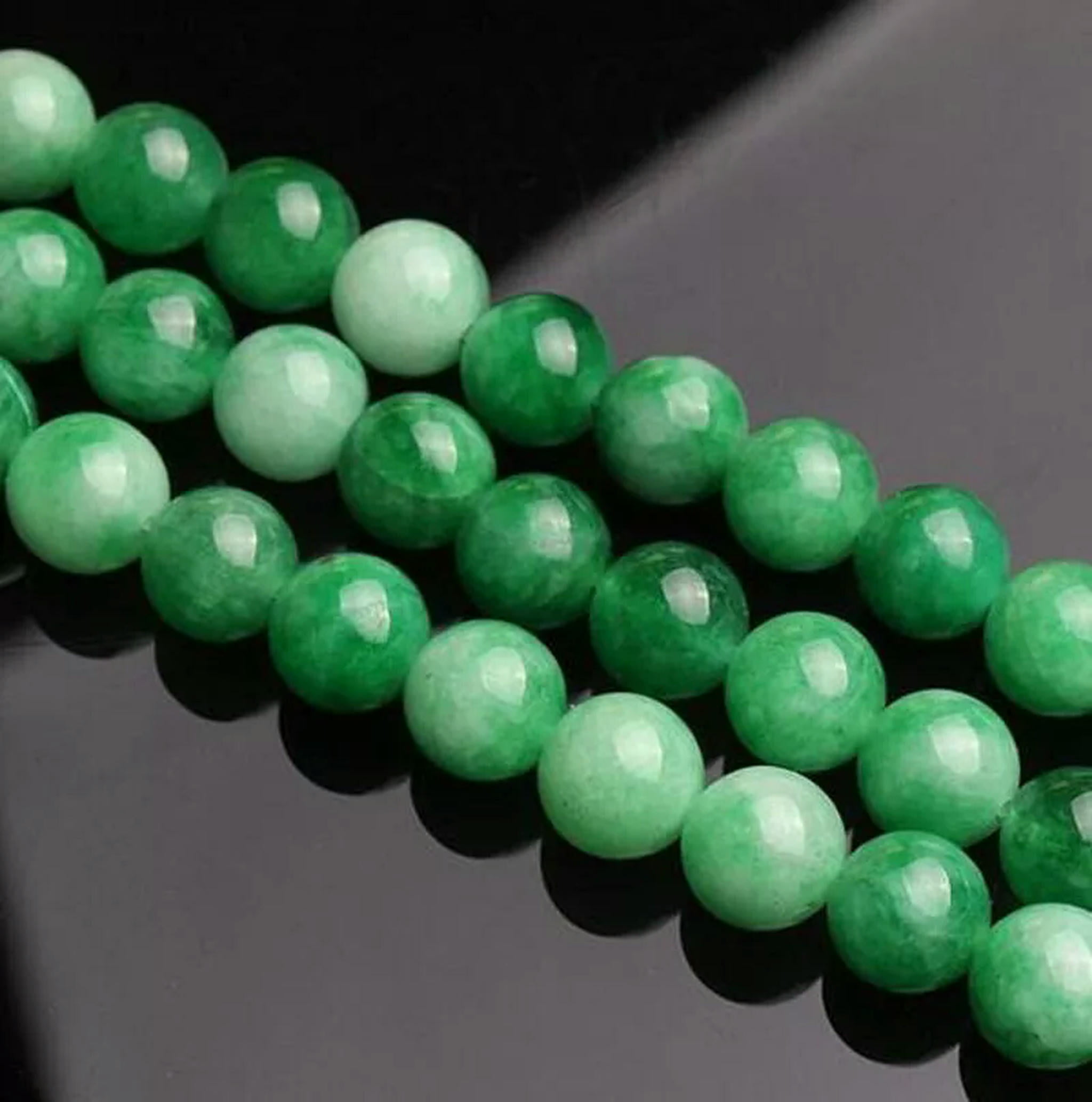 K-KED Fine 10mm Real Natural Korea Green Jade Gemstones Round Loose ...