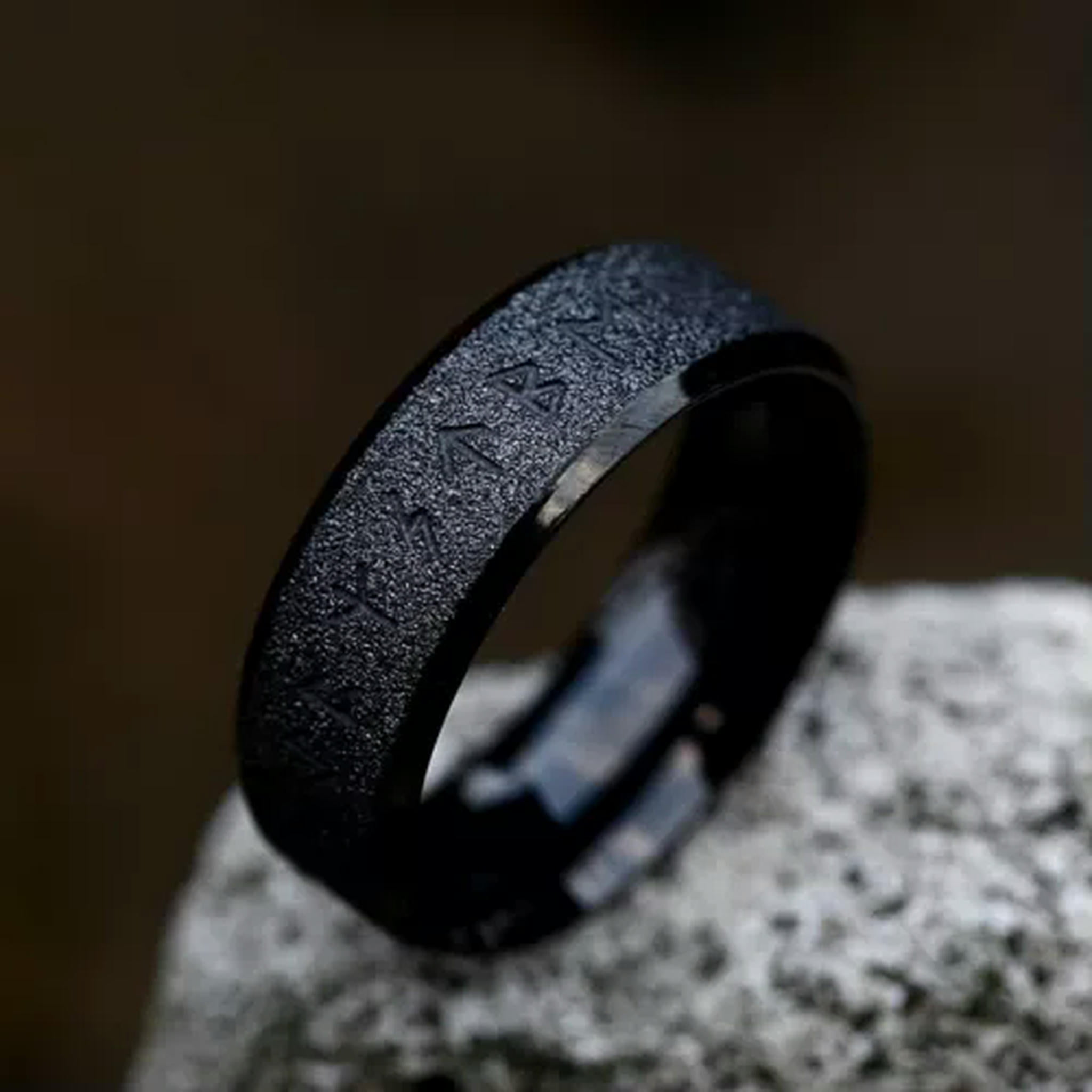 K-KED Frosting Face Nordic Viking Rune Ring Titanium Men Women Retro ...