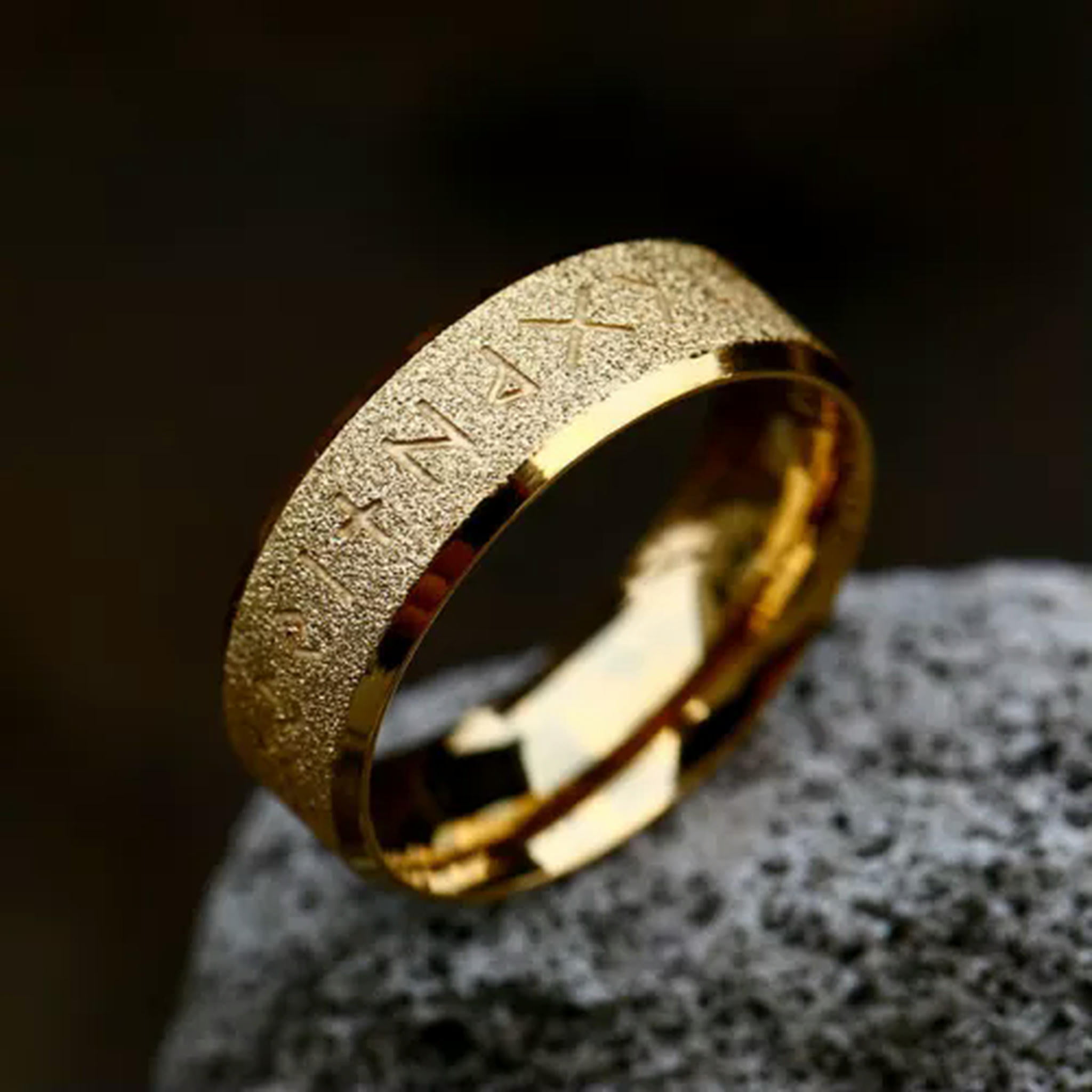 K-KED Frosting Face Nordic Viking Rune Ring Titanium Men Women Retro ...