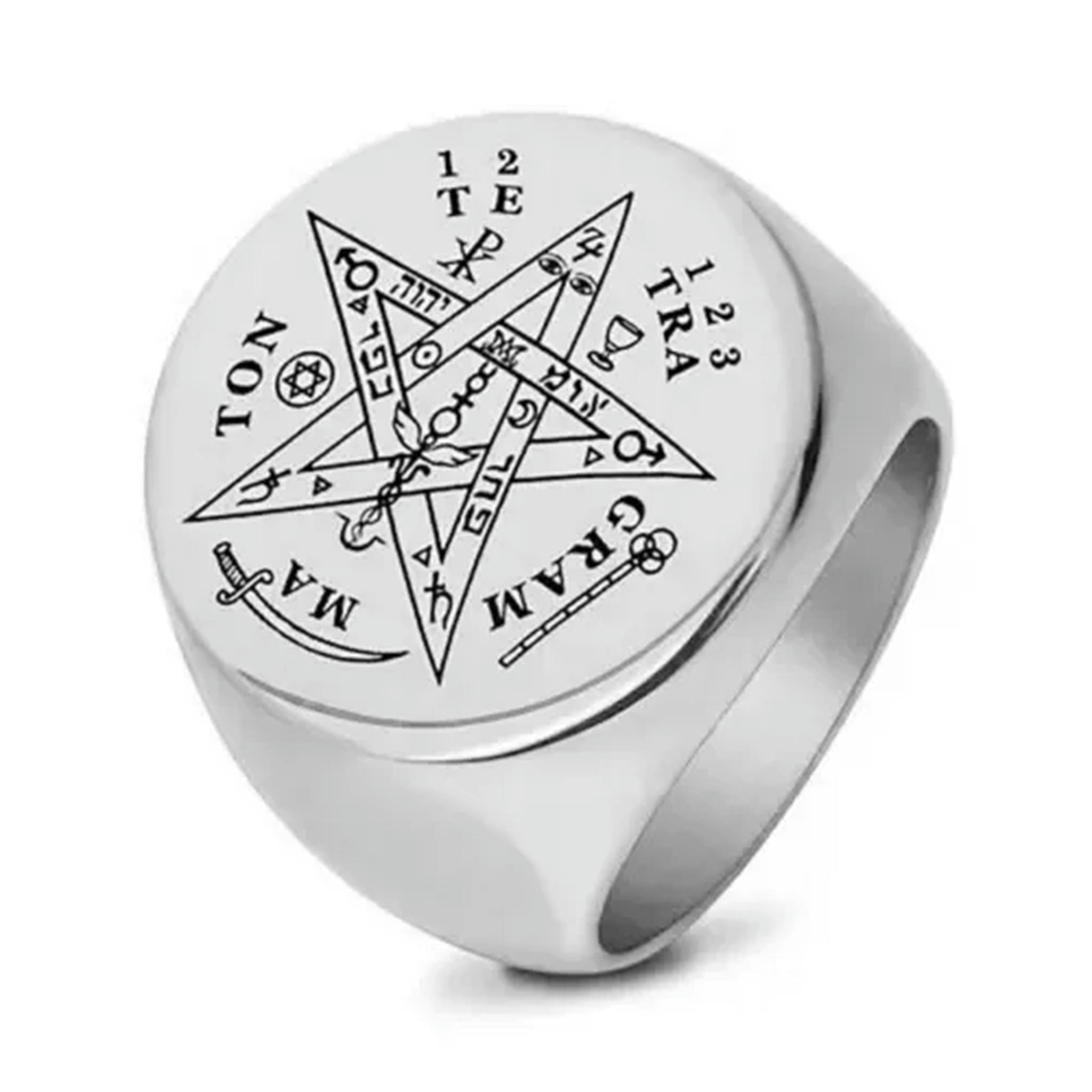 K-KED God's Name Tetragrammaton Rings Stainless Steel Gothic Punk Magic Circle Ring-7 - Walmart.com