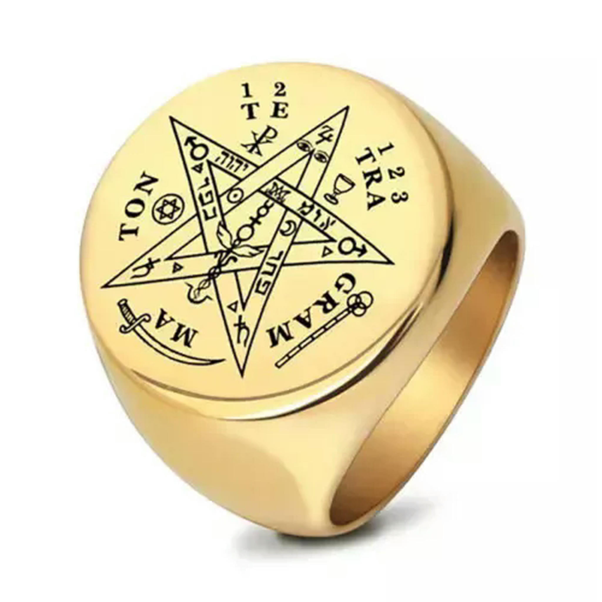 K-KED God's Name Tetragrammaton YHWH Ring Stainless Steel Magic Circle ...