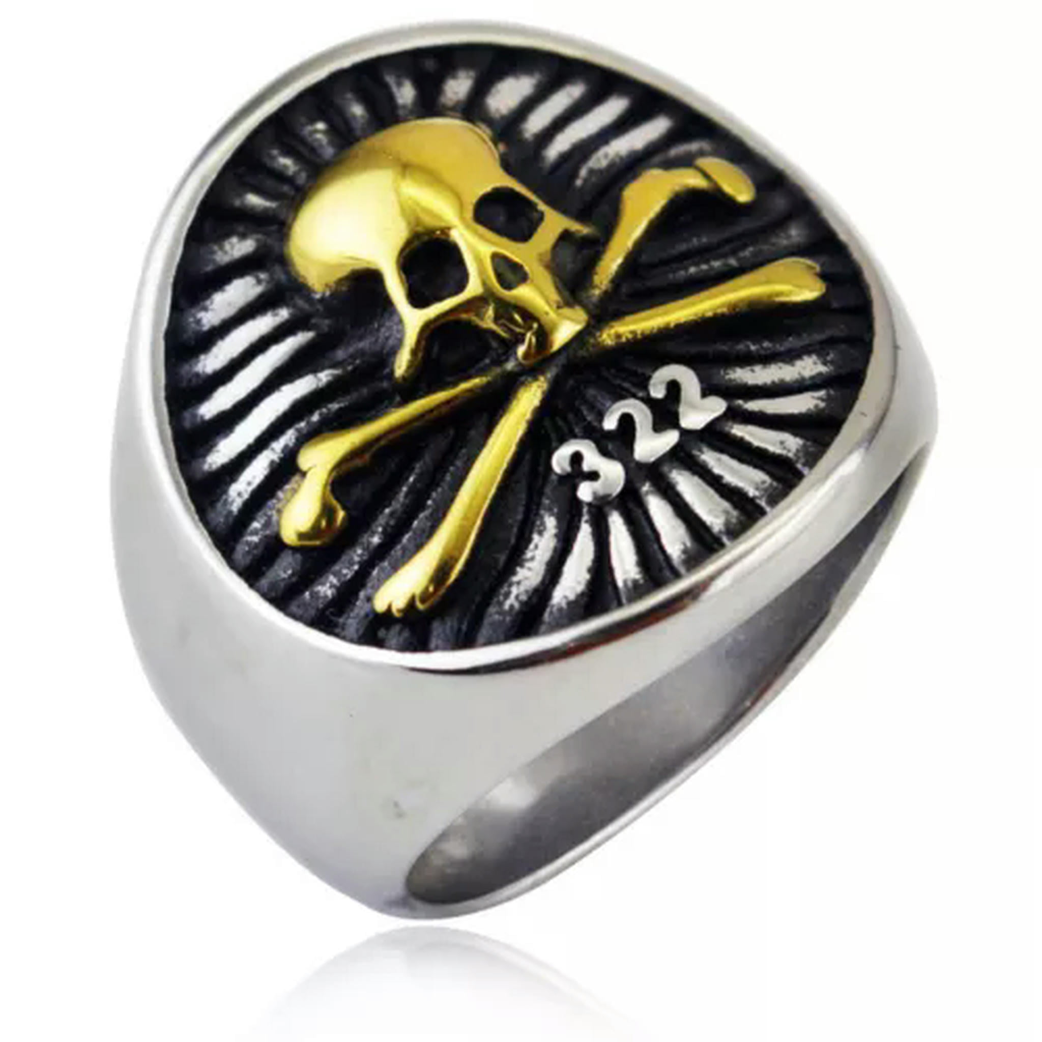 K-KED Gothic 322 Cross Bone Skull Ring Stainless Steel Men's Vintage ...