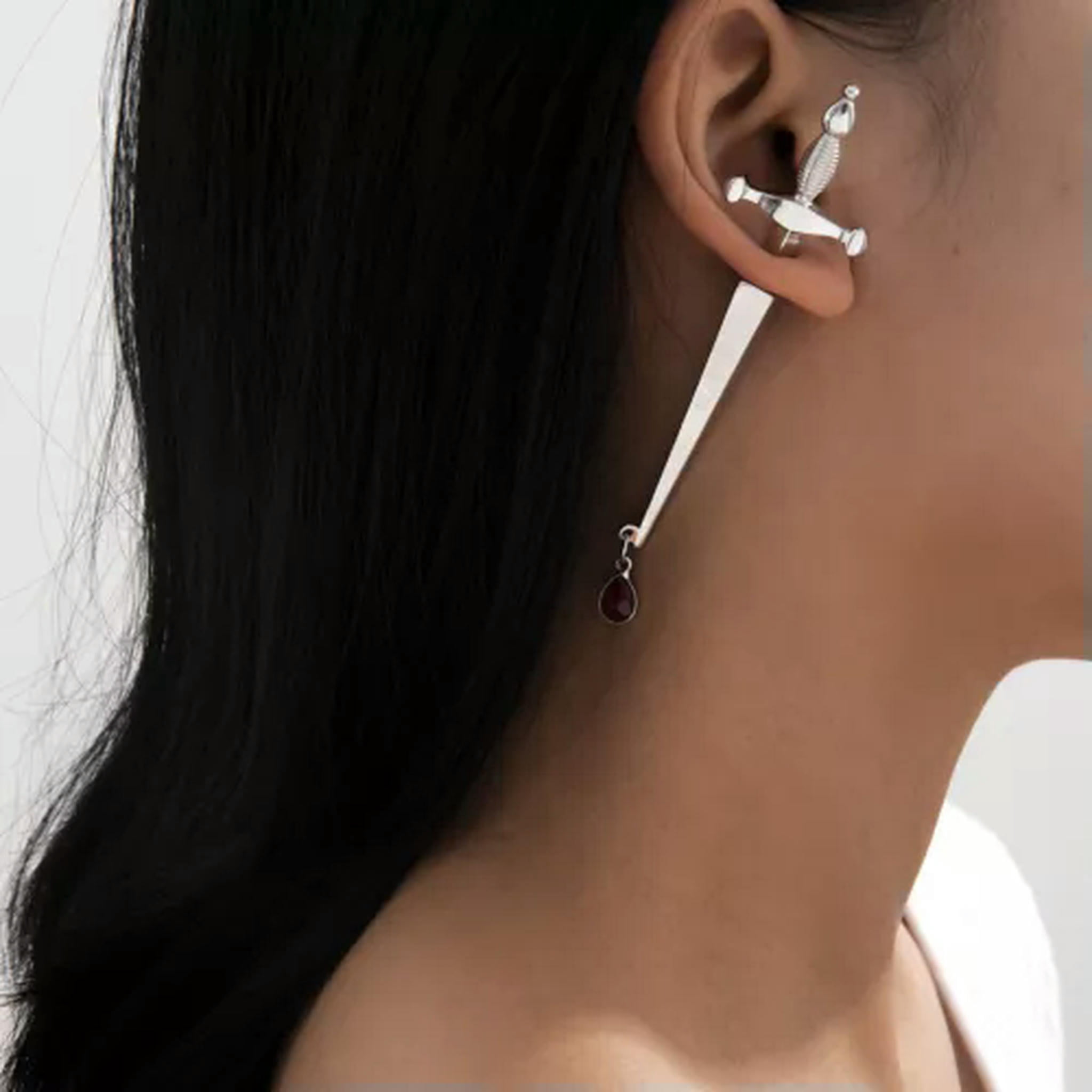 K-KED Gothic Dagger Sword Screw Piercing Earrings Punk Men Women ...
