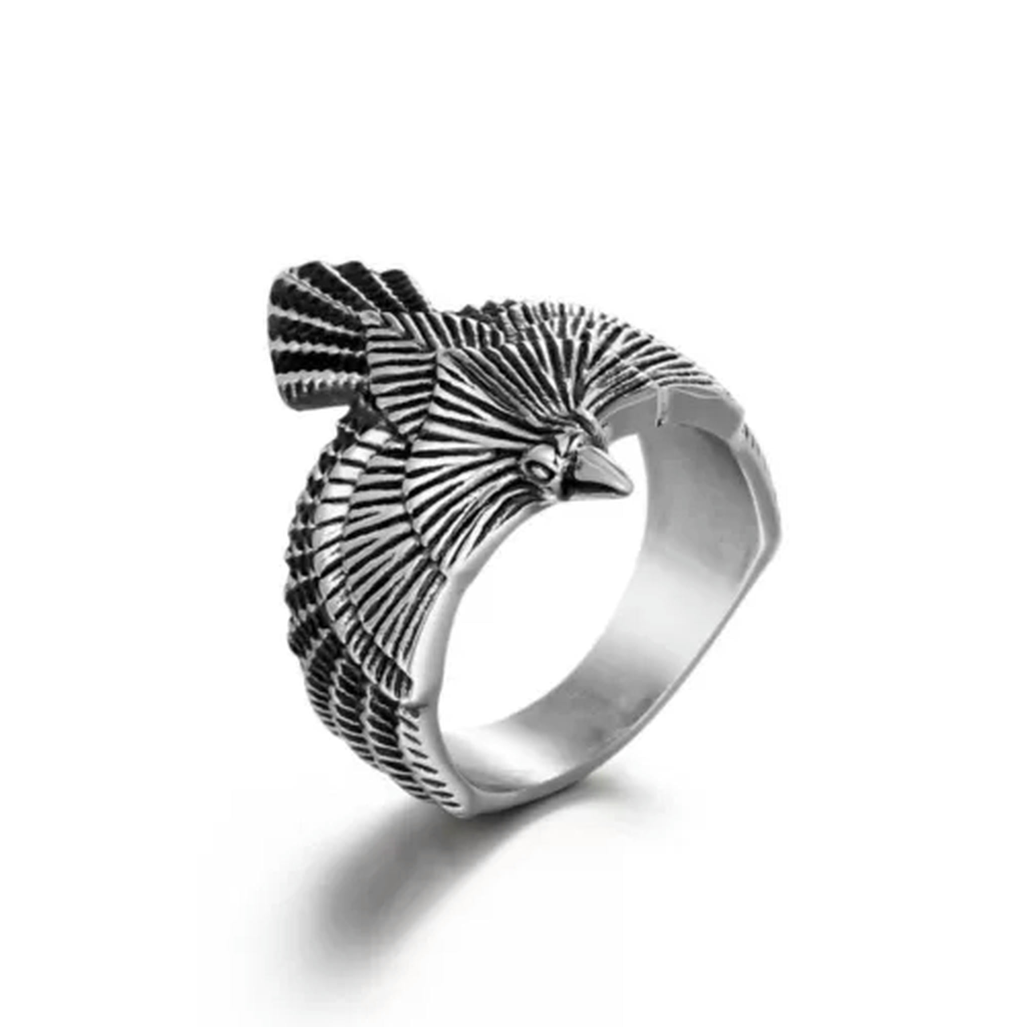 K-KED Gothic Men's Eagle Hawk Wedding Ring Stainless Steel Flying Eagle ...