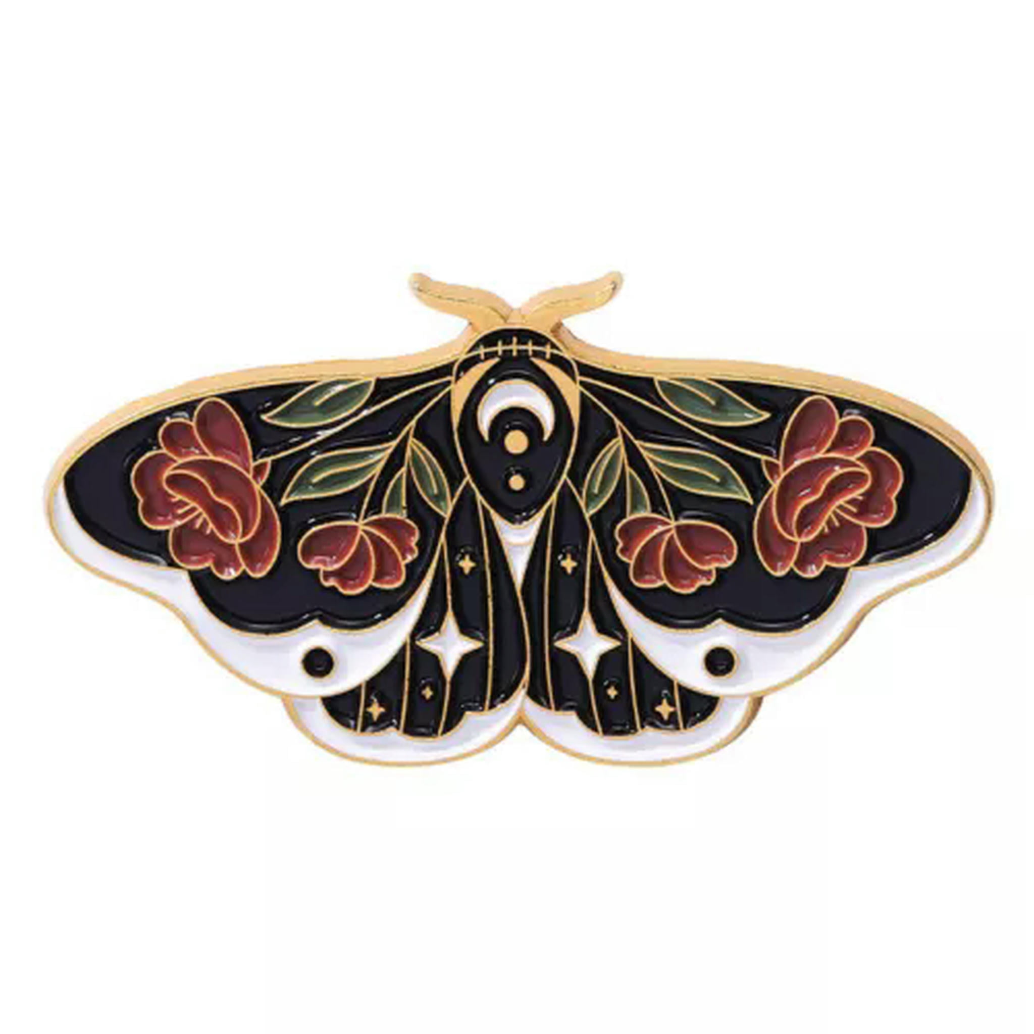 K-KED Gothic Moon Nature Brooch moth brooch Flower Moth Butterfly ...