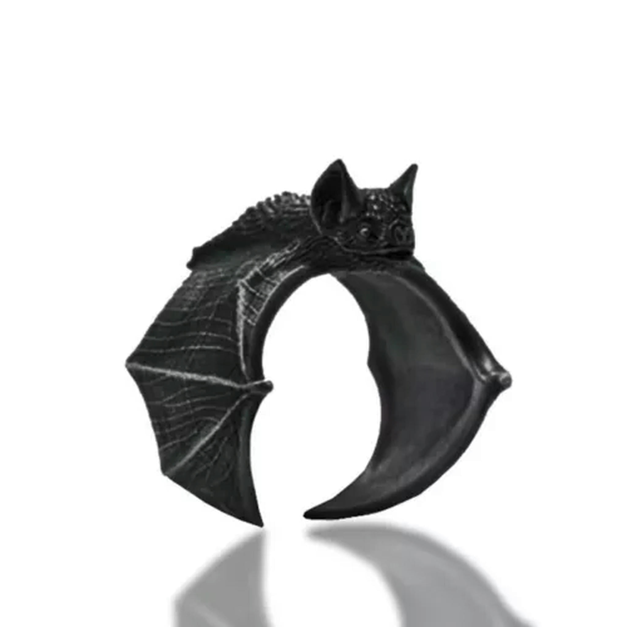 K-KED Gothic Punk Retro Dragon Bat Ring Adjustable Open Halloween Party ...
