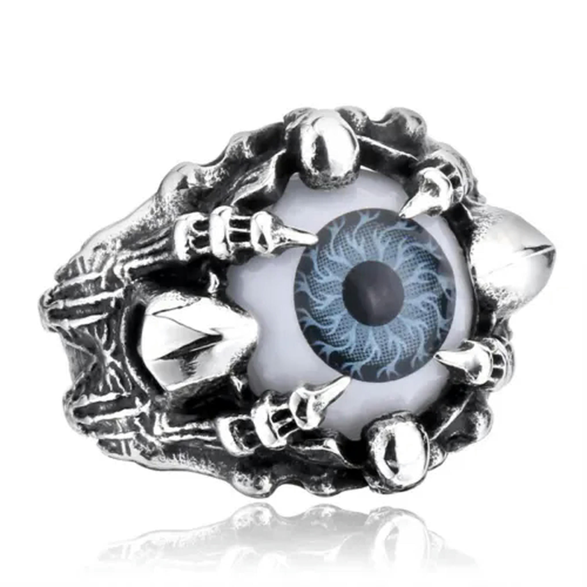 K-KED Gray Evil Eye Vintage Ring Stainless Steel Skull Guardian God Eye ...